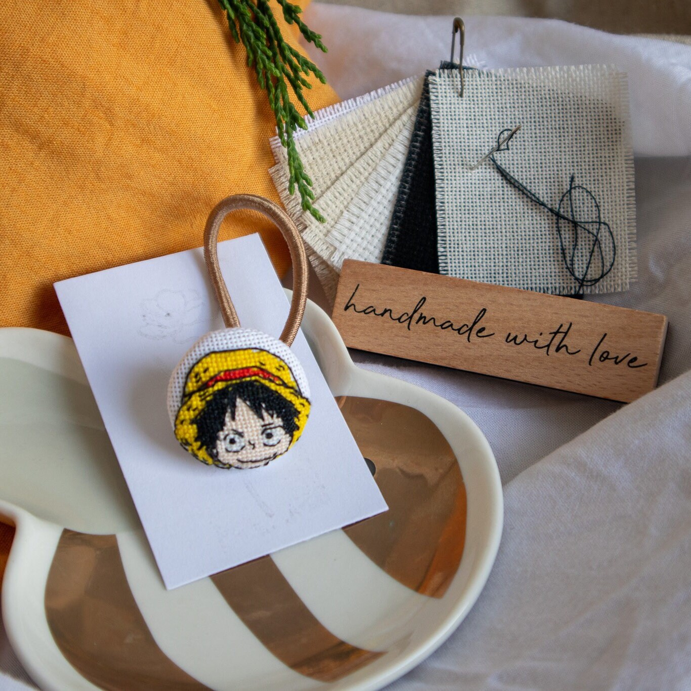 Handmade Cross Stitch Set Monkey D Luffy Button Badge Gift Set for Fans ...
