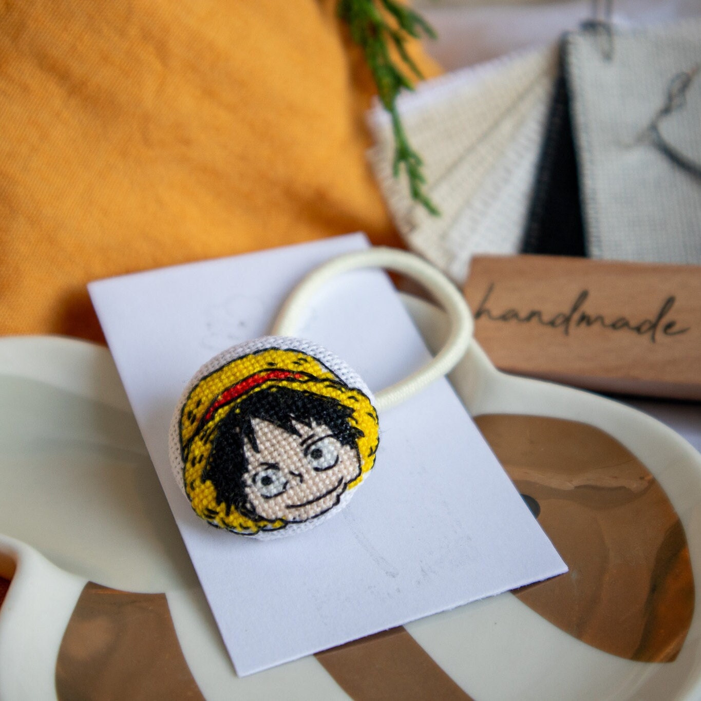 Handmade Cross Stitch Set Monkey D Luffy Button Badge Gift Set for Fans ...