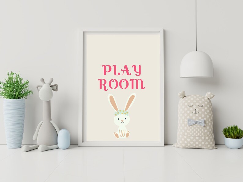 Rabbit Wall Art Playroom Printables Digital Download Kids | Etsy