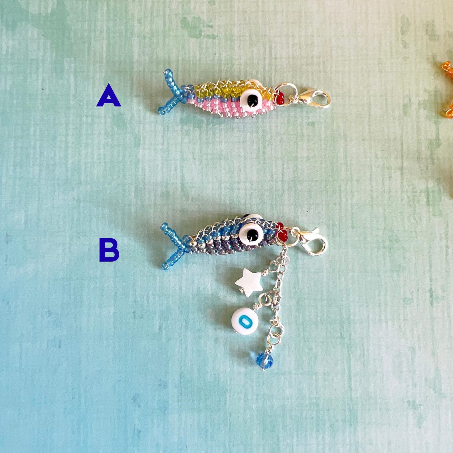 Beaded Fish Charms, Small Beaded Fish Charms for Jewellery, Bag or ...