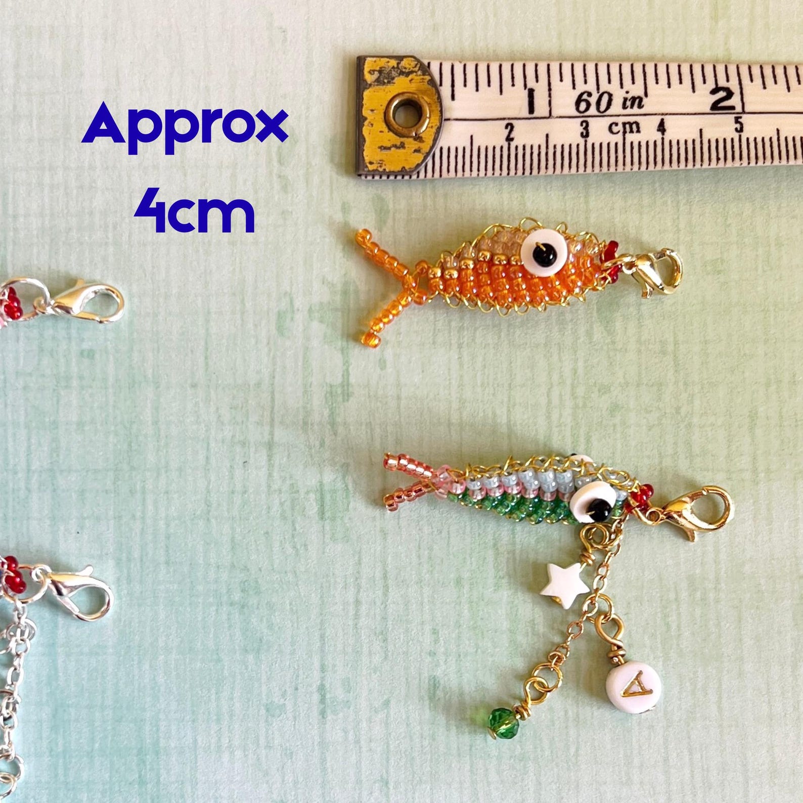 Beaded Fish Charms, Small Beaded Fish Charms for Jewellery, Bag or ...