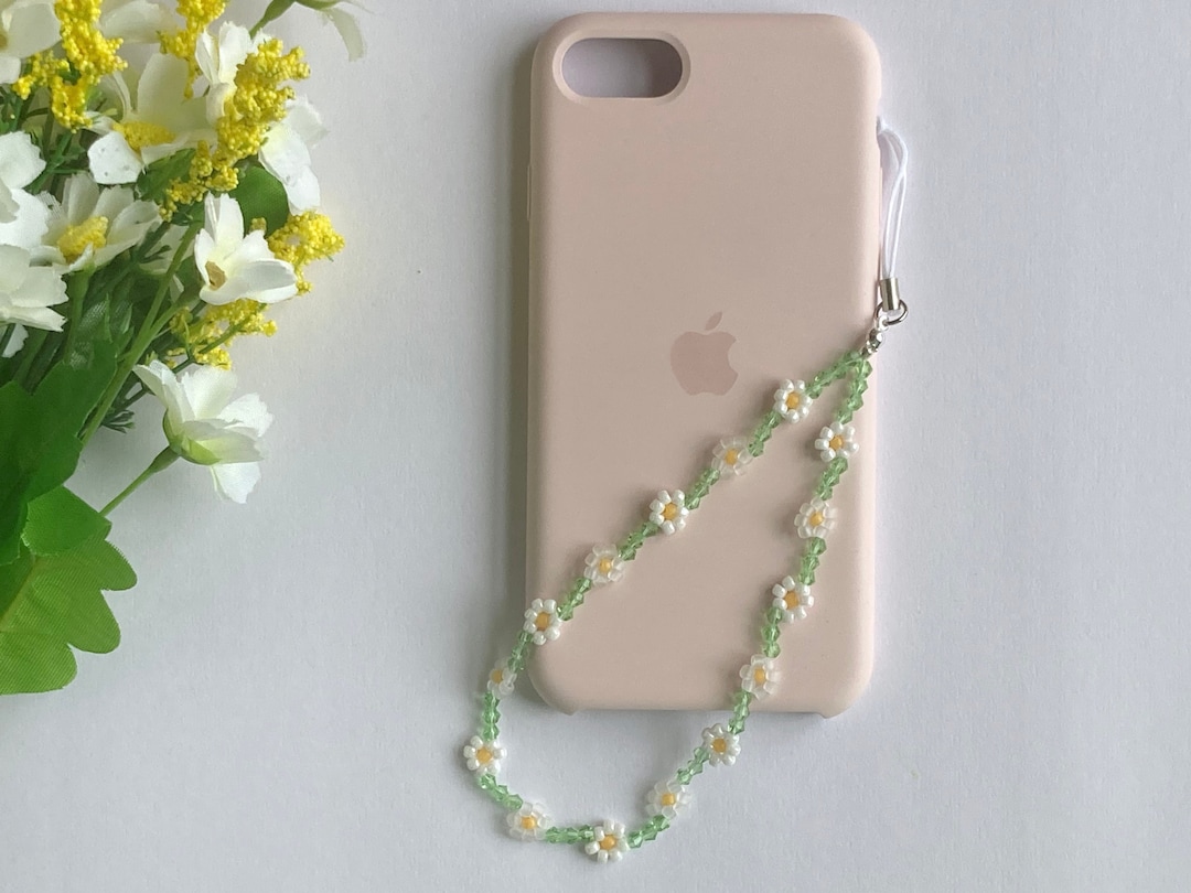 White Daisy Flower Phone Strap, Daisy Mobile Charm Straps, Boho Phone ...