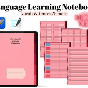 Language Learning Notebook, Hyperlinked Workbook, Study and Learn ...