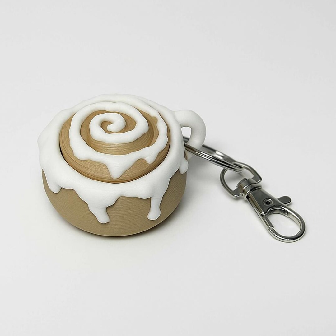 3D Printed Cinnamon Roll Clicker Keychain: Food Fidget Toy - Etsy
