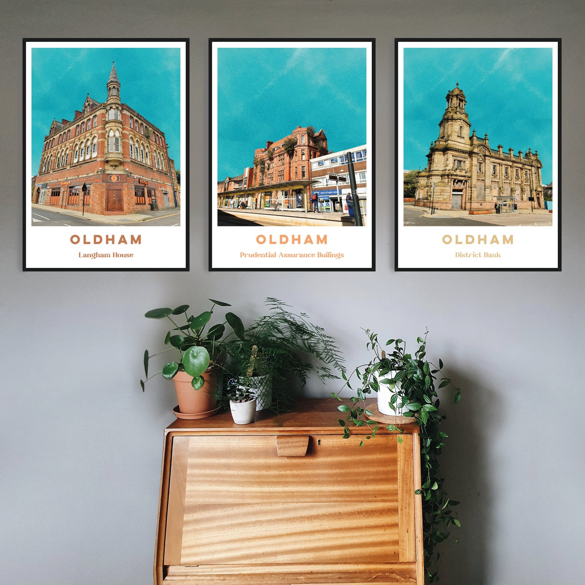 Historic Oldham Collection 3 Blue Sky Prints - Graphic Urban Skyline ...