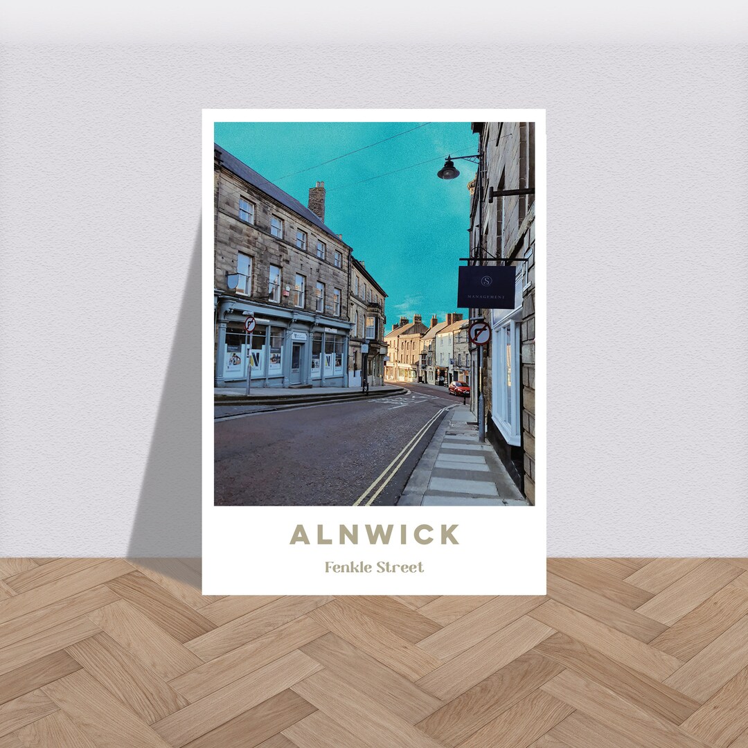 Alnwick Northumberland Blue Sky Print - Graphic Village Poster ...