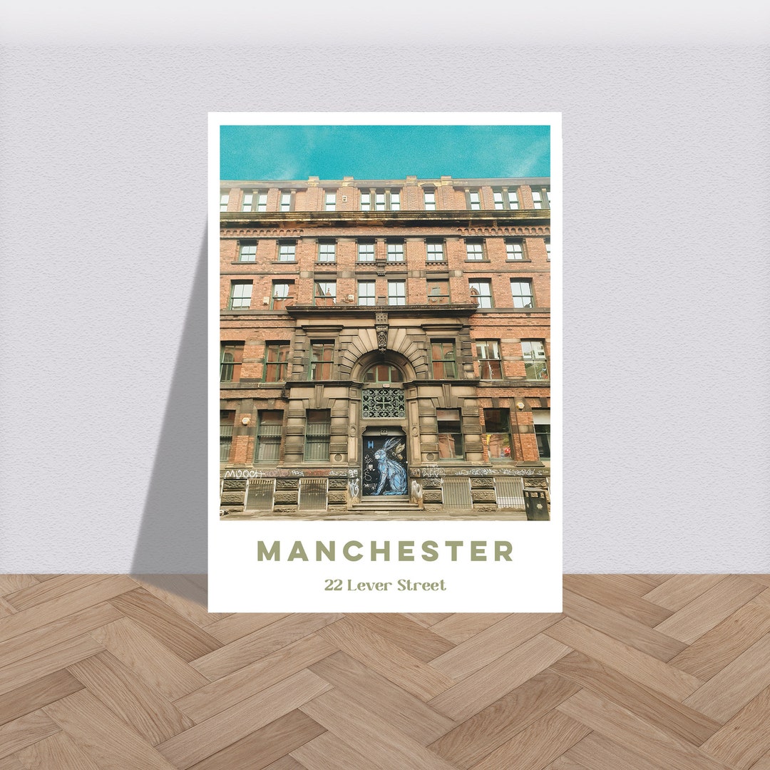22 Lever Street Manchester Blue Sky Print - Graphic Urban Skyline ...