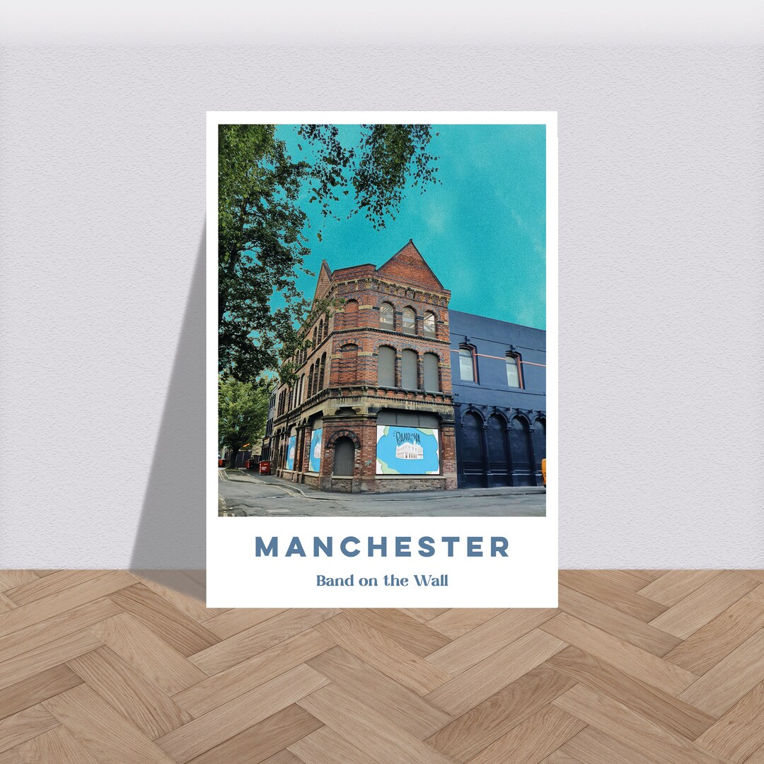 Band on the Wall Manchester Blue Sky Print - Graphic Urban Skyline ...