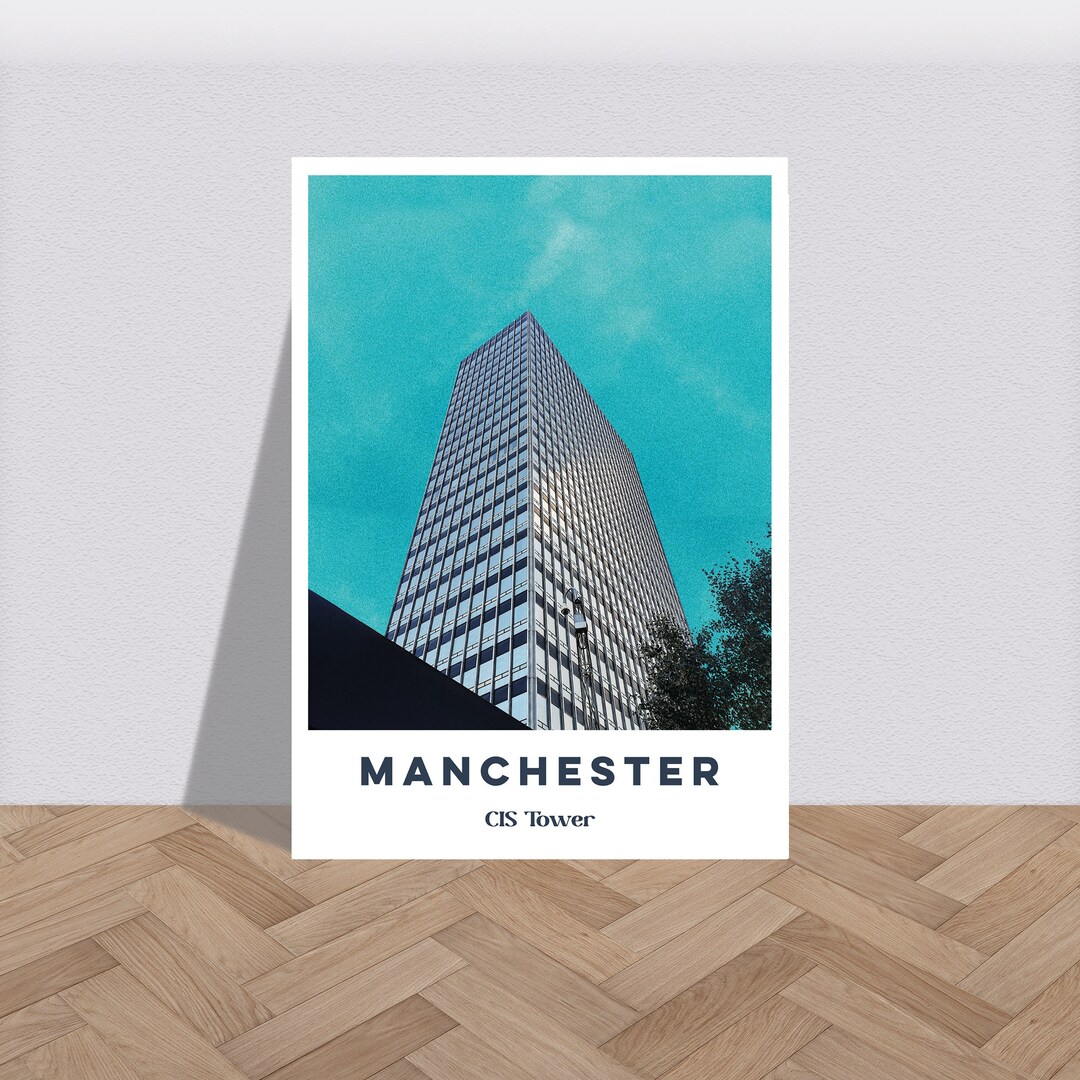 CIS Tower Manchester Blue Sky Print - Graphic Urban Skyline Poster ...