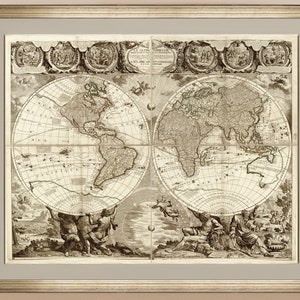 Gorgeous Antique Oversized World Map Large Vintage | Etsy