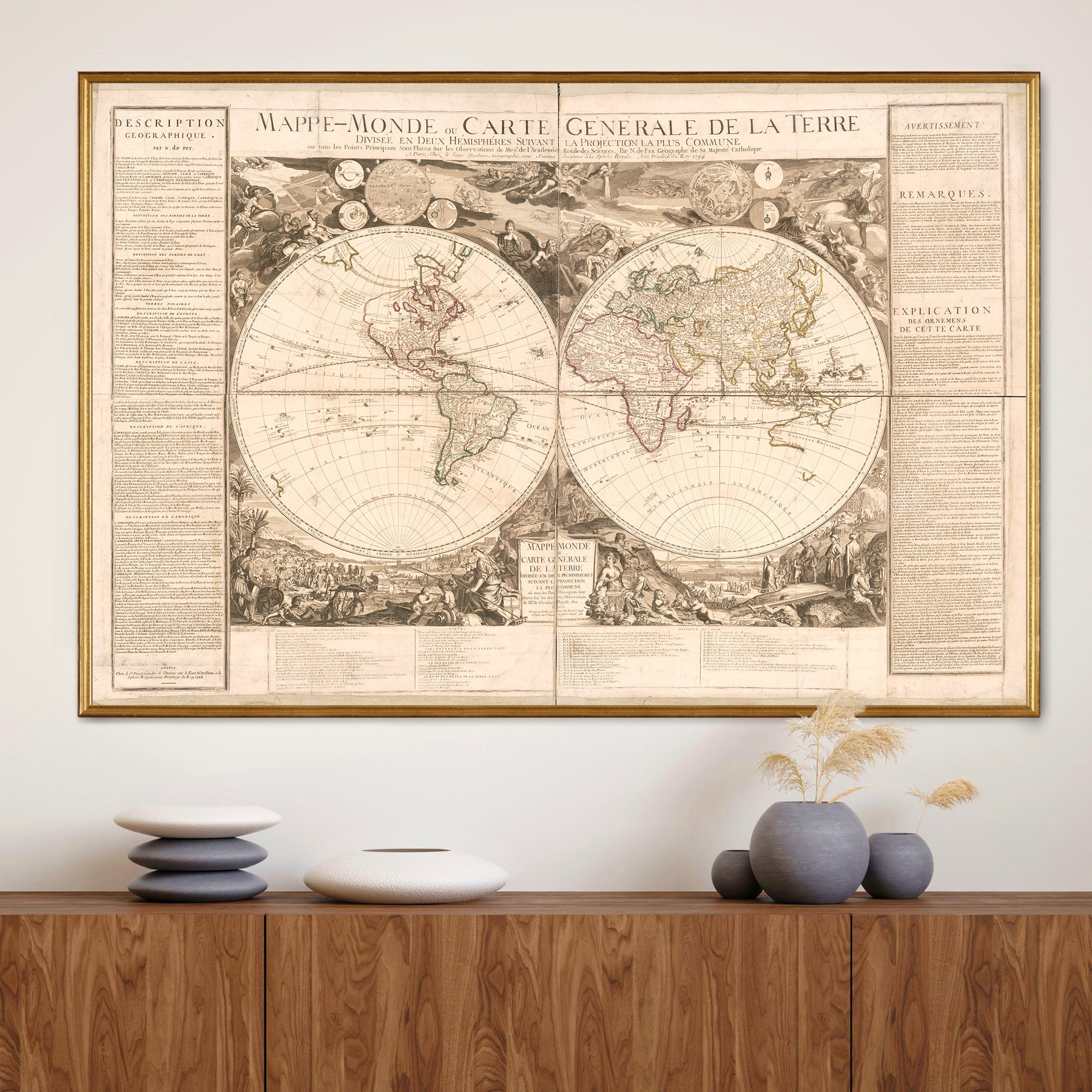 Hand Illustrated World Map | Detailed Intricate Spanish French Rococo ...