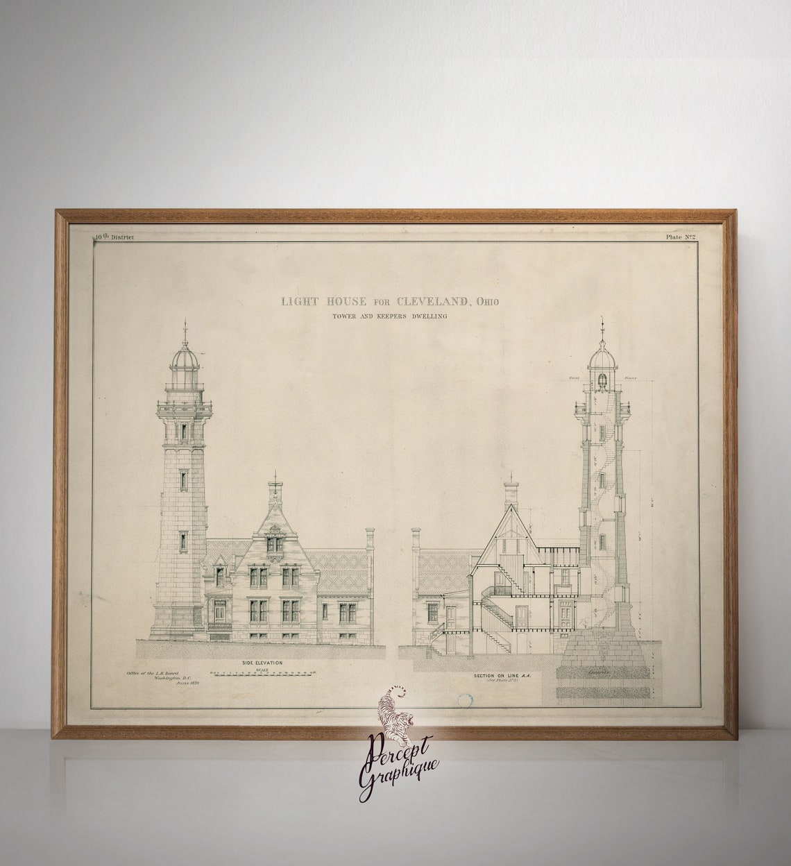 Lighthouse Architectural Blueprint | Detailed Historic Schematic ...