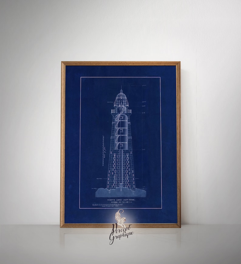 Set of Lighthouse Architectural Drawings Instant Download | Historic ...
