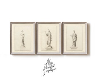 Set of 3 Classical Drawings Instant Download | Feminine Classical Greek ...