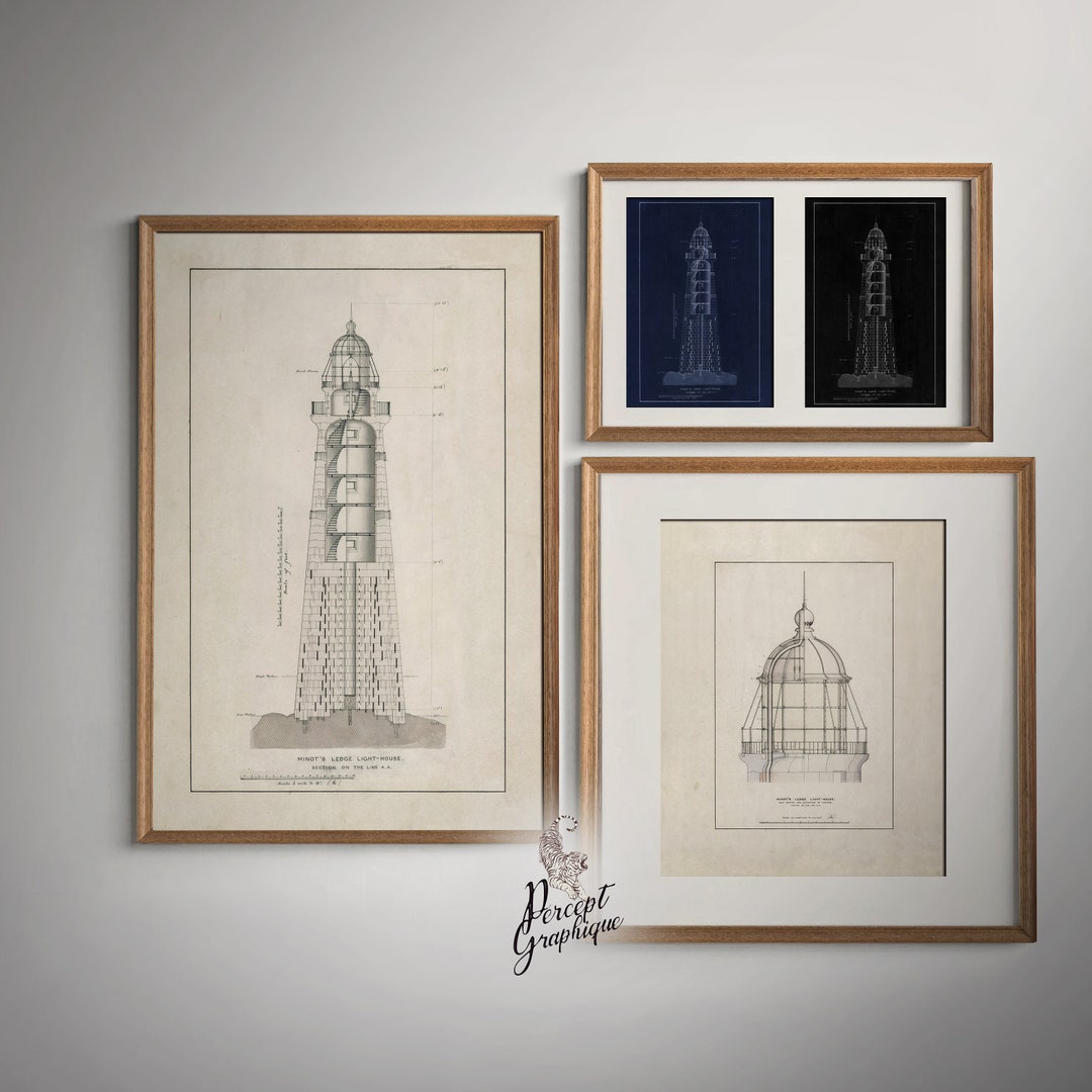 Set of Lighthouse Architectural Drawings Instant Download - Etsy