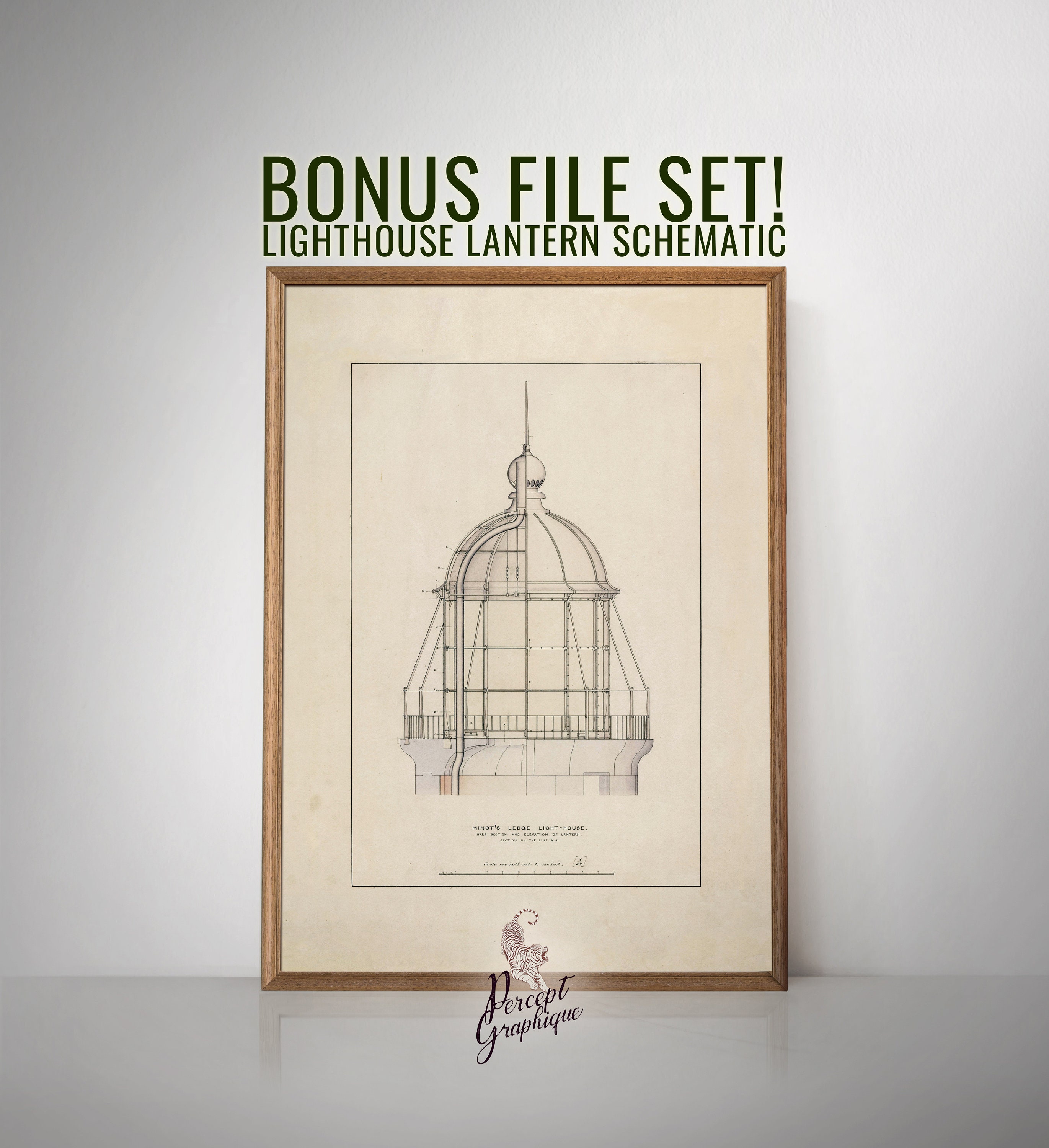 Set of Lighthouse Architectural Drawings Instant Download | Historic ...