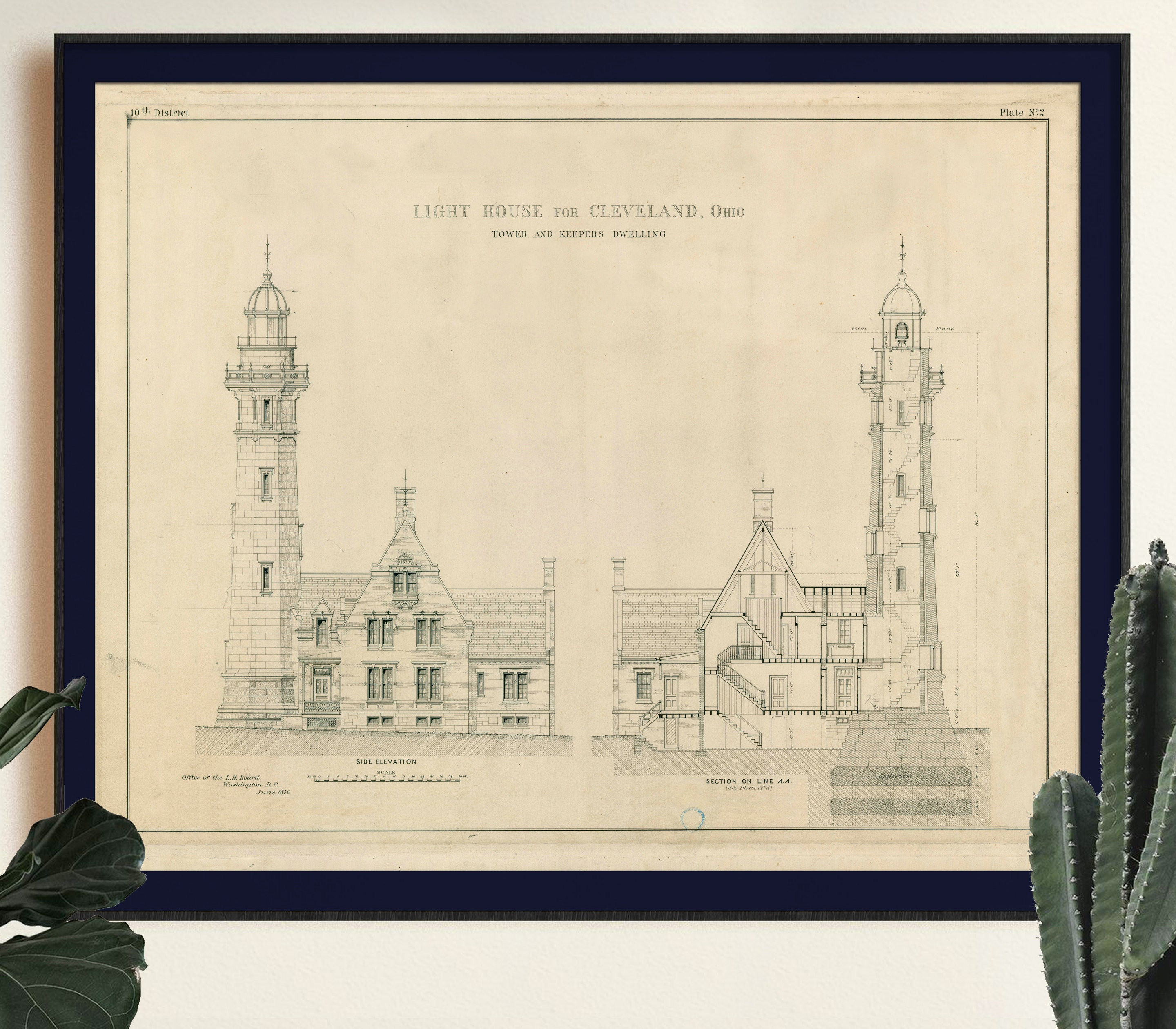 Lighthouse Architectural Blueprint | Detailed Historic Schematic ...