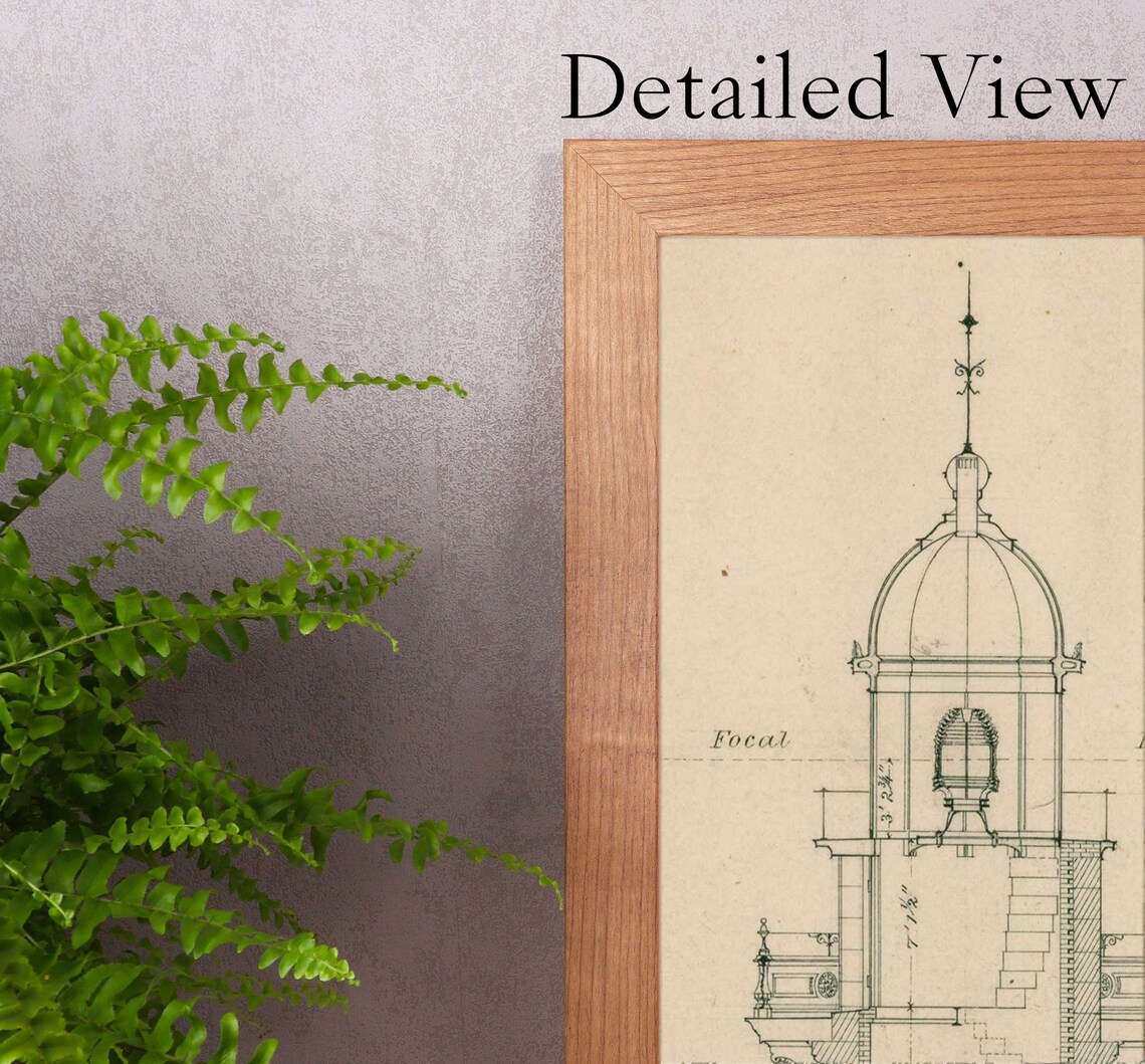 Lighthouse Architectural Blueprint | Detailed Historic Schematic ...