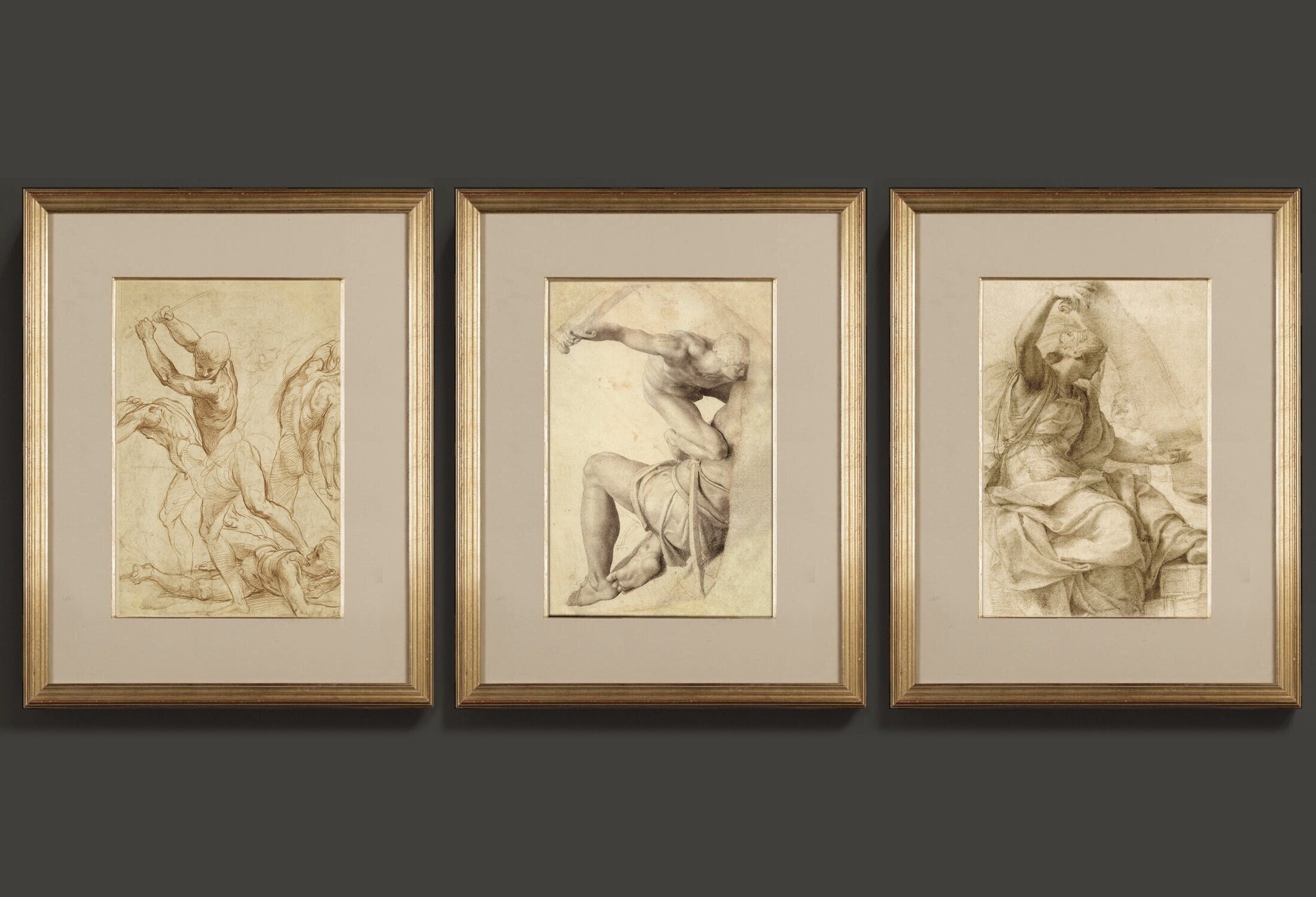 3 Piece Wall Art Roman Drawings Instant Download Charcoal - Etsy