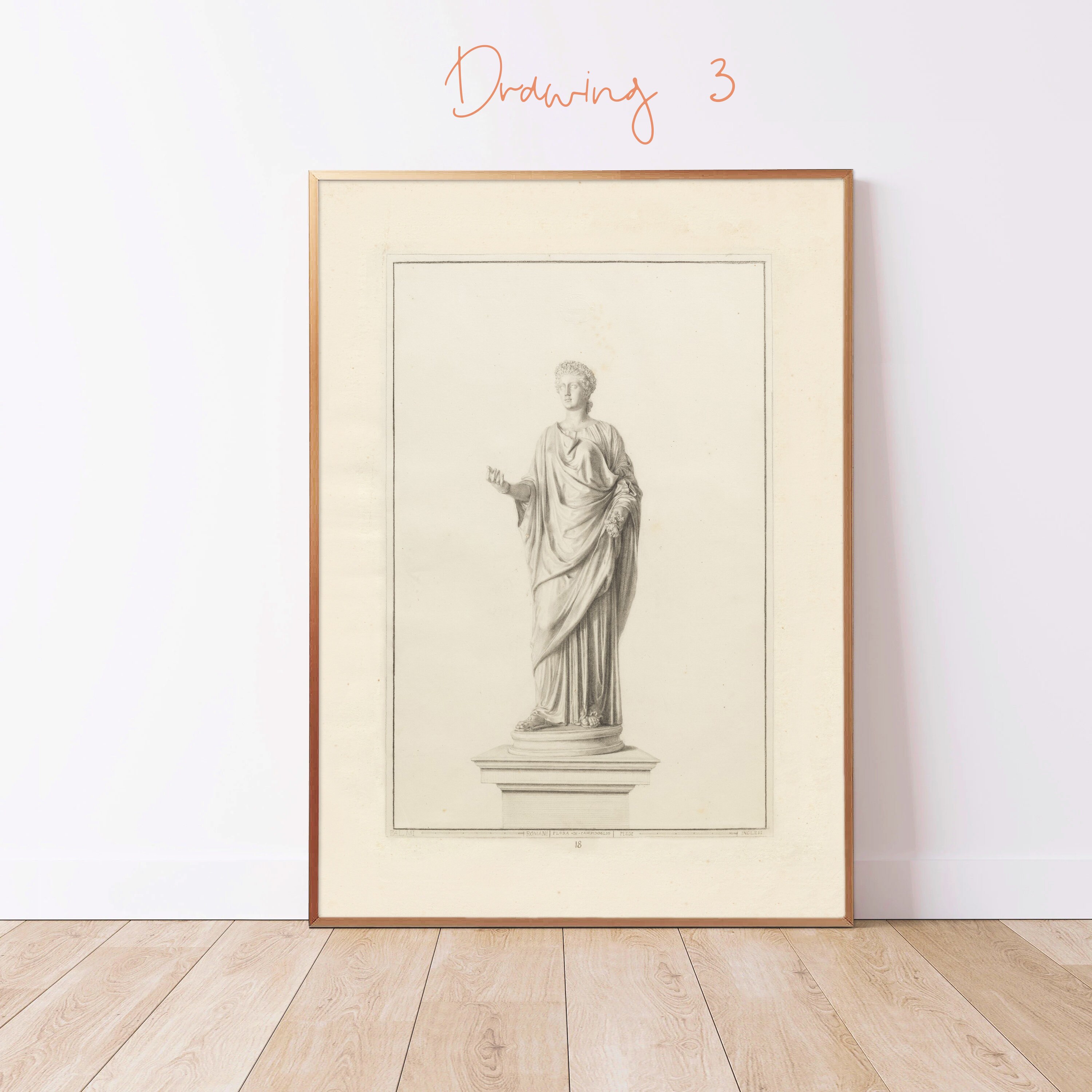 Set of 3 Roman Greek Drawings Instant Download | Classical Minimalist ...