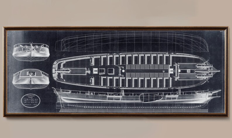 Vibrant Ship Blueprint Instant Download | Historic Antique Illustration ...