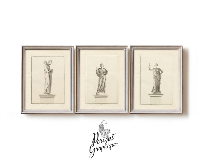 Set of 3 Classical Drawings Instant Download | Feminine Classical Greek ...