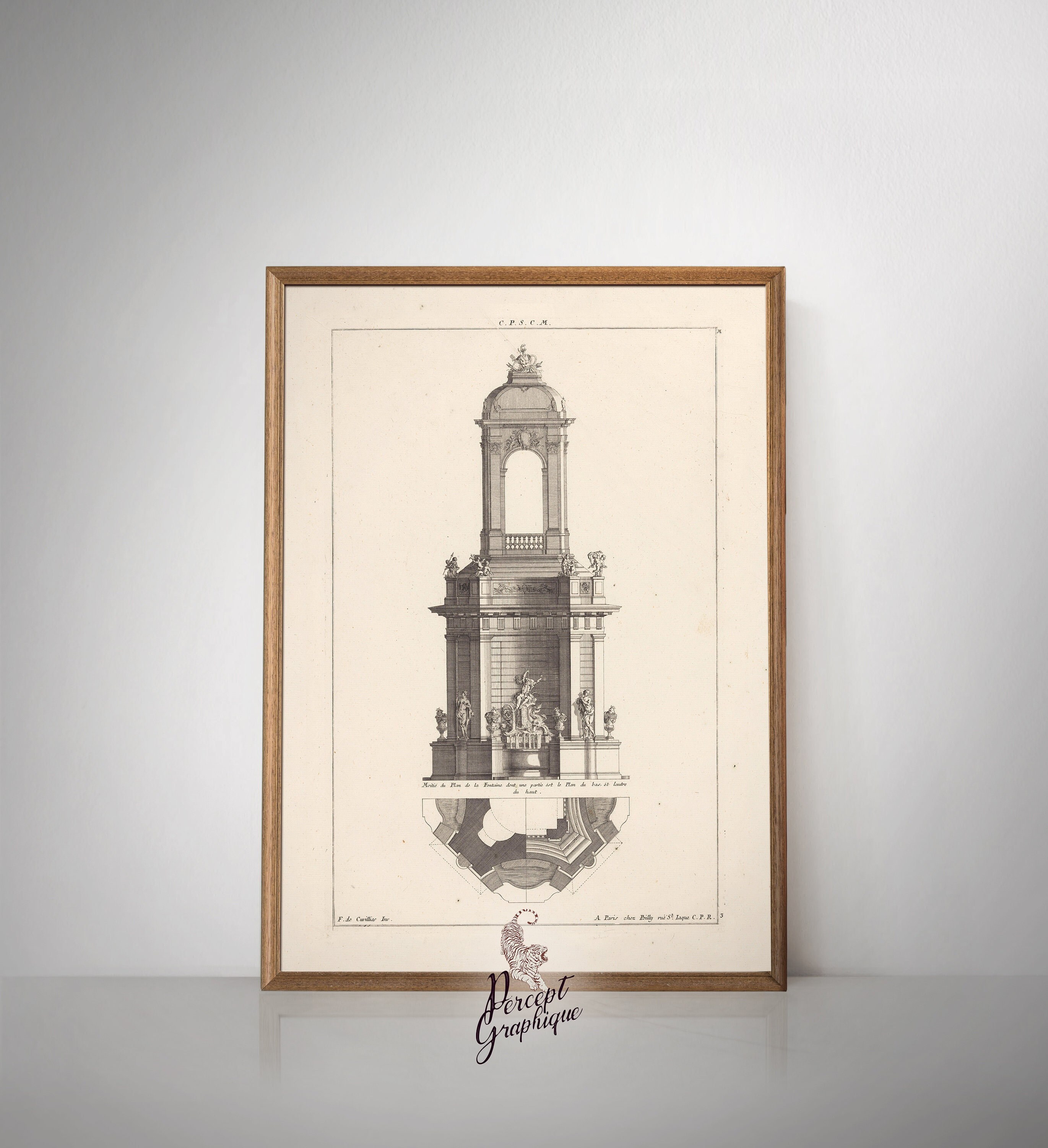 Parisian Architectural Drawing Set Blueprint Antique Illustration Art ...