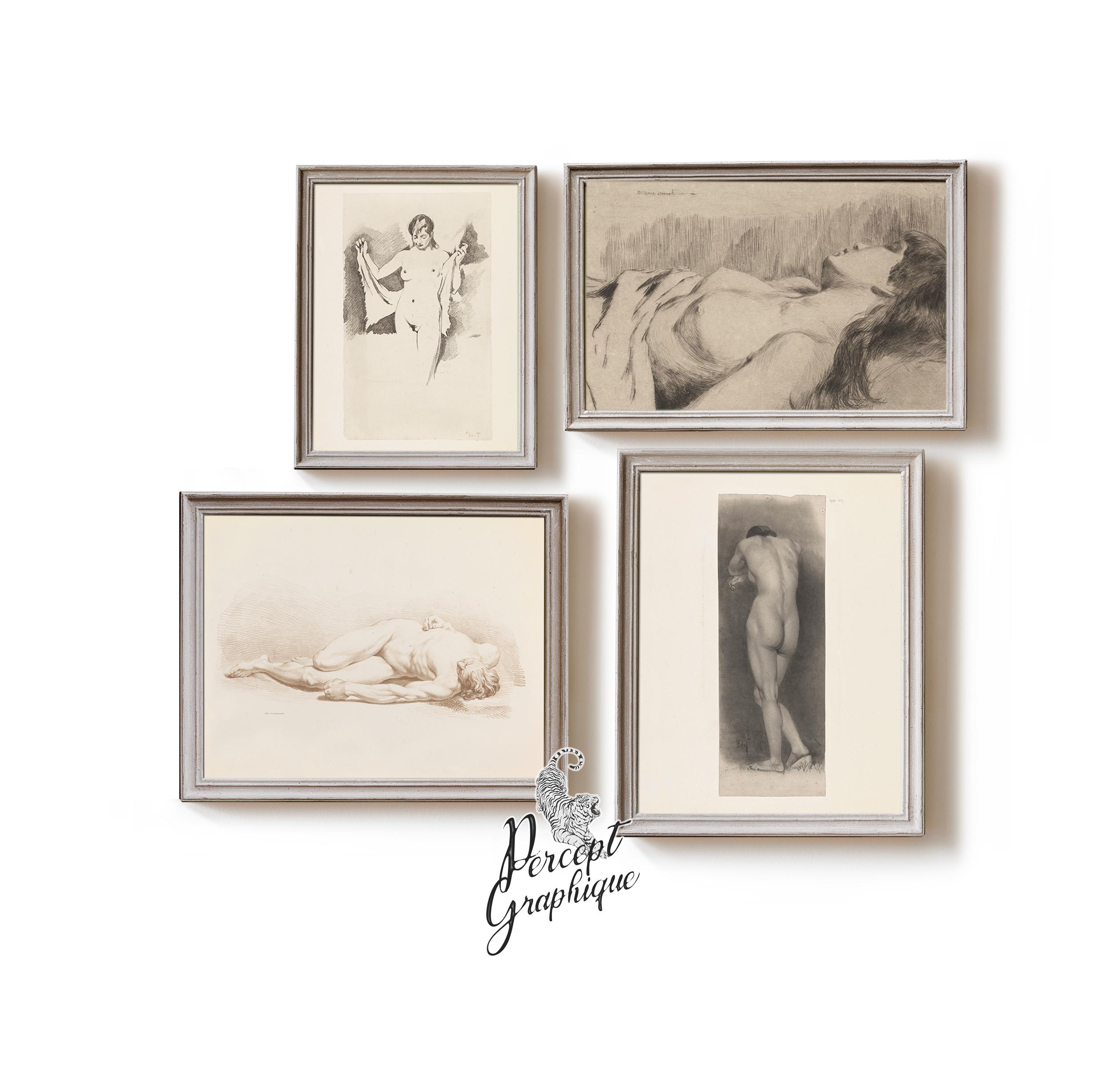 Life Drawing Art Prints | Set of 4 Classical Anatomy Studies (digital ...