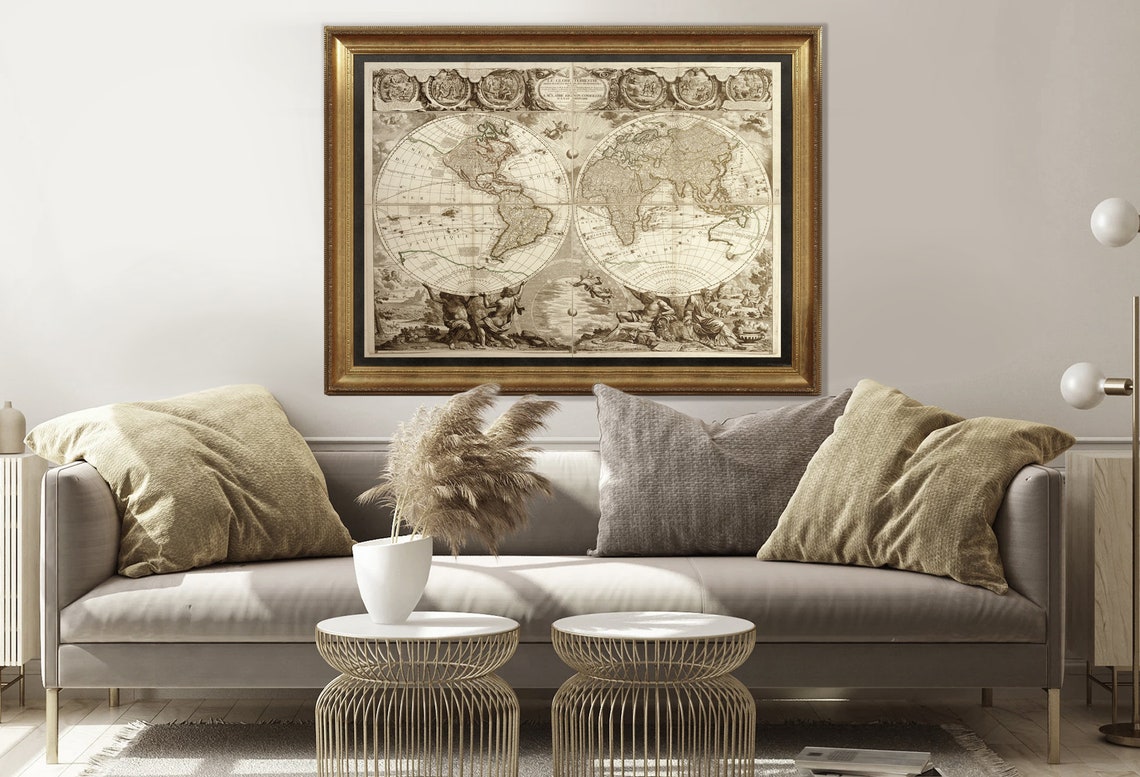 Gorgeous Antique Oversized World Map Large Vintage - Etsy