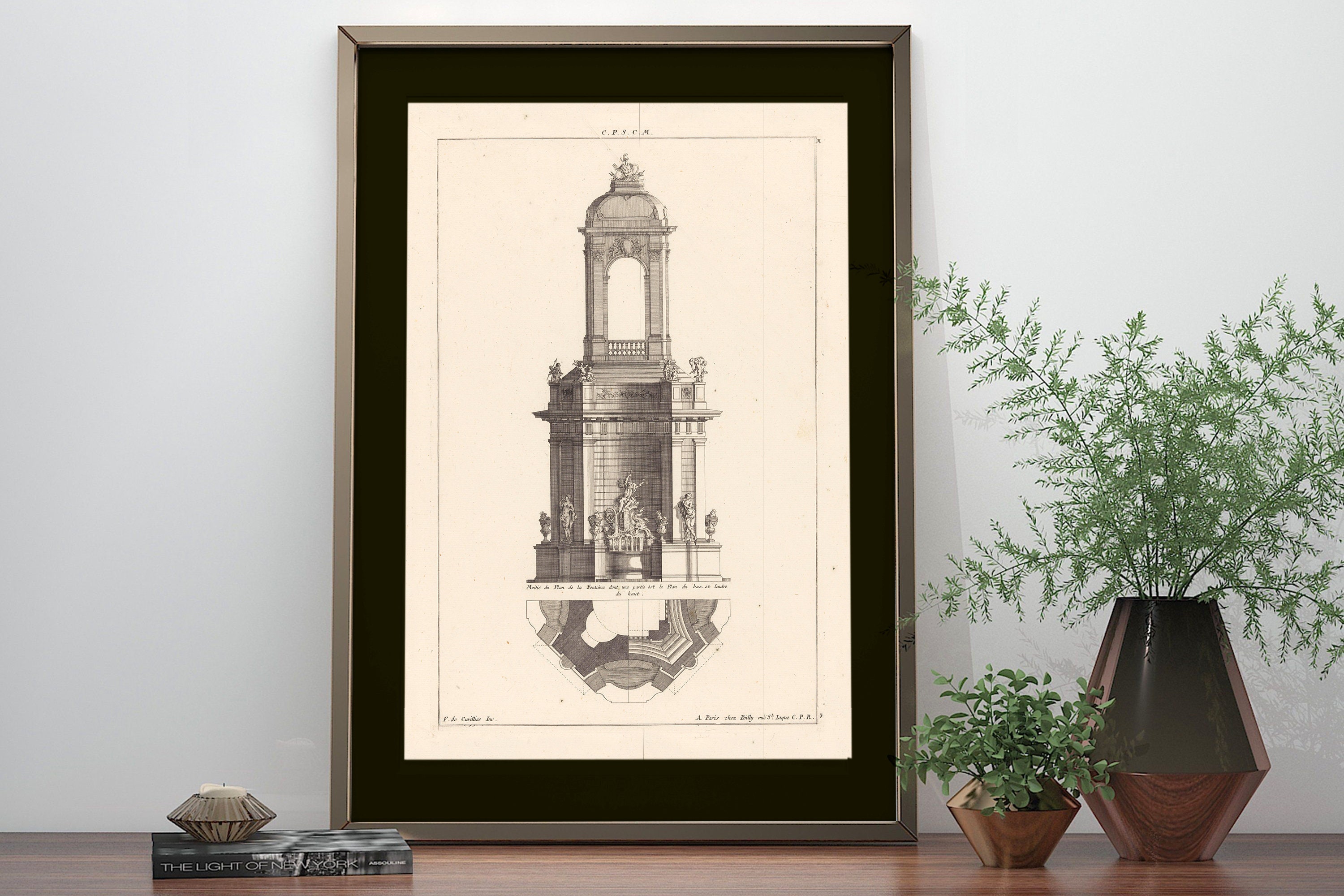 Parisian Architectural Drawing Set | Blueprint Antique Illustration Art ...