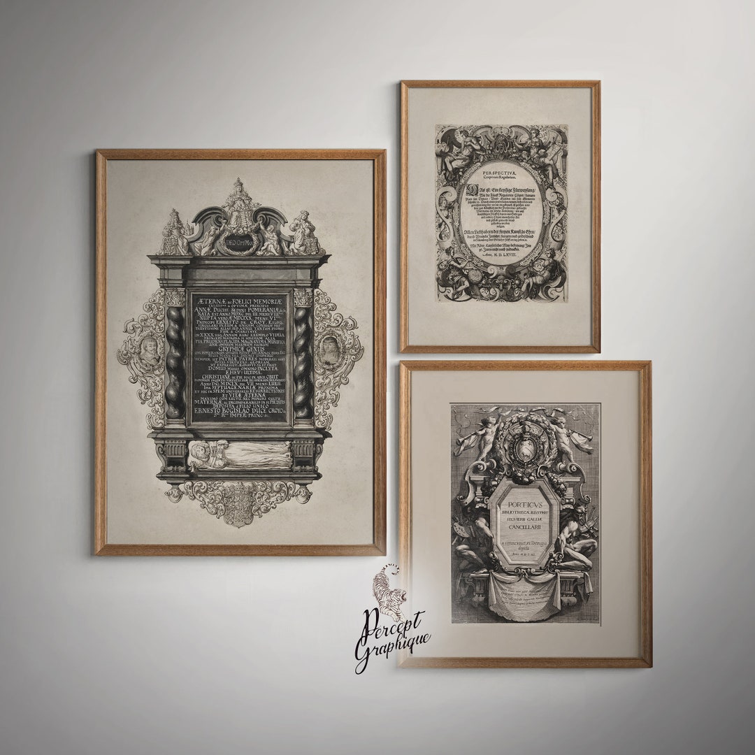 Set of 3 Book Plate Drawings Instant Download | French 1800s ...