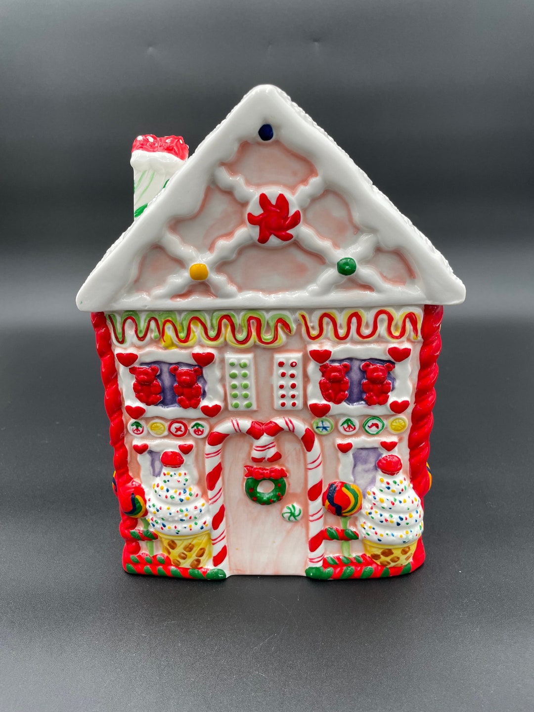 Vintage MSRF INC Holiday Gingerbread House Cookie Jar 10 - Etsy