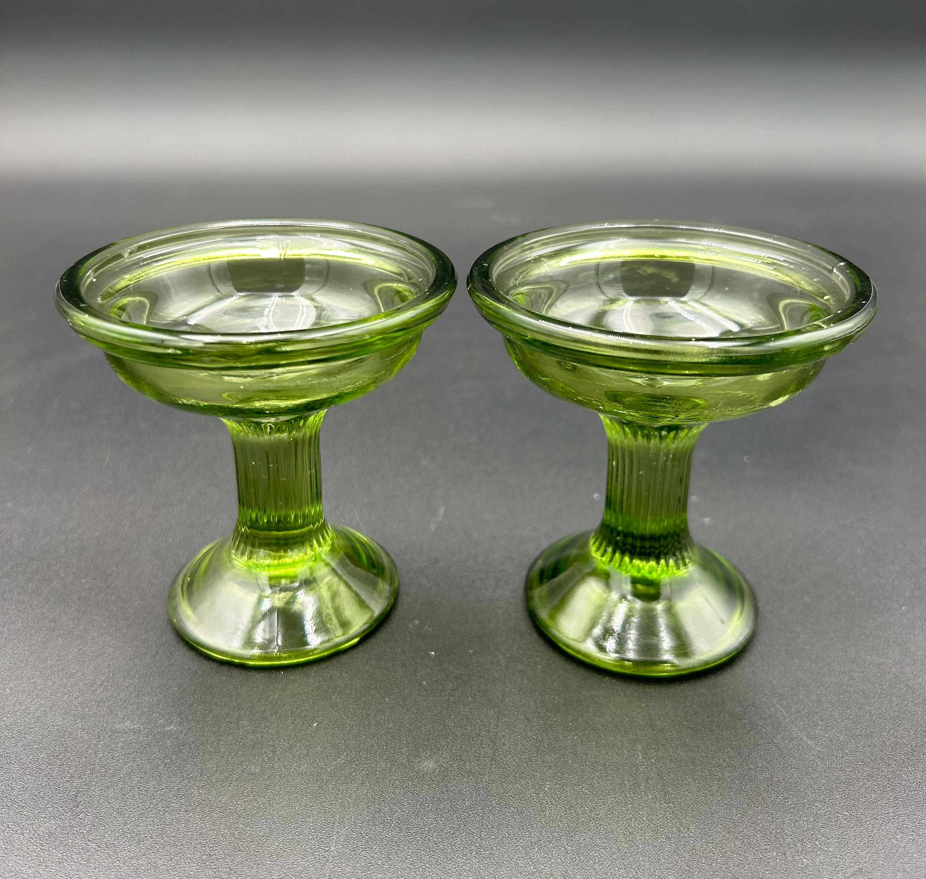 Vintage Green Depression Glass Sherbet Cups Dishes Set of 2 - Etsy
