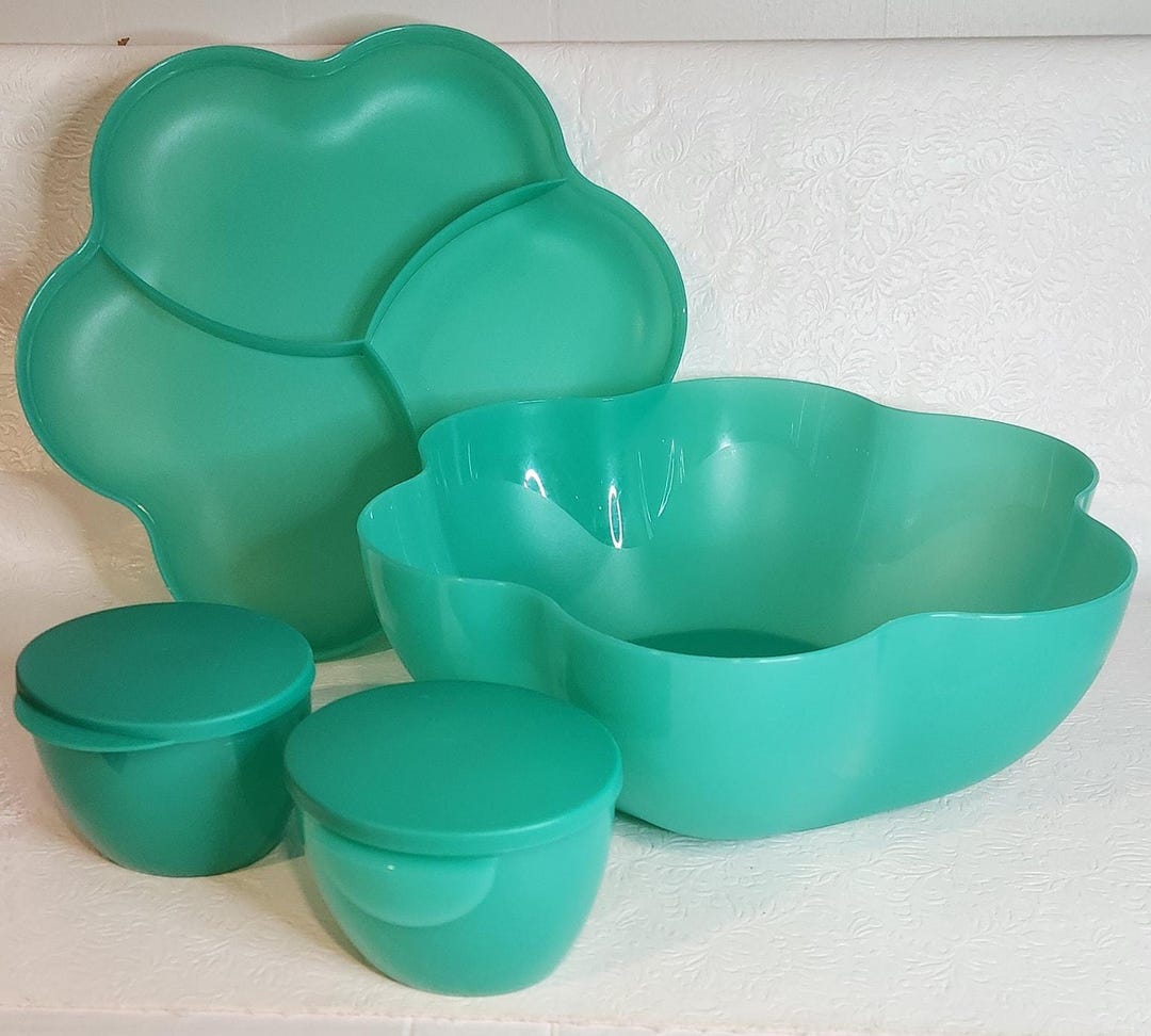 Tupperware Chip 'N Dip Bowl Set Teal 6 Piece Entertainment Party ...