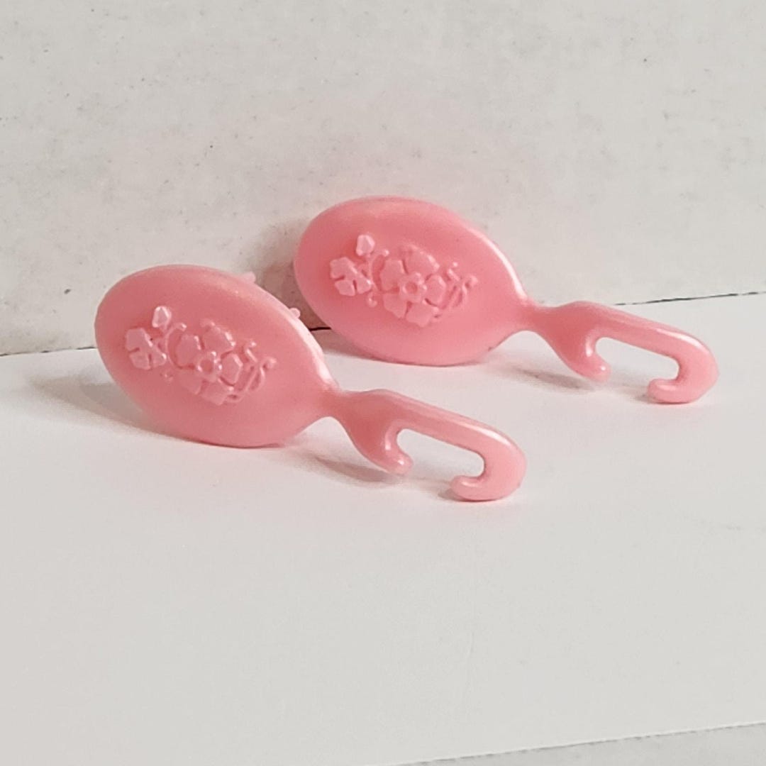 Vintage Mattel Barbie Hair Brushes 2 Pink Beauty Secrets Flower Small ...
