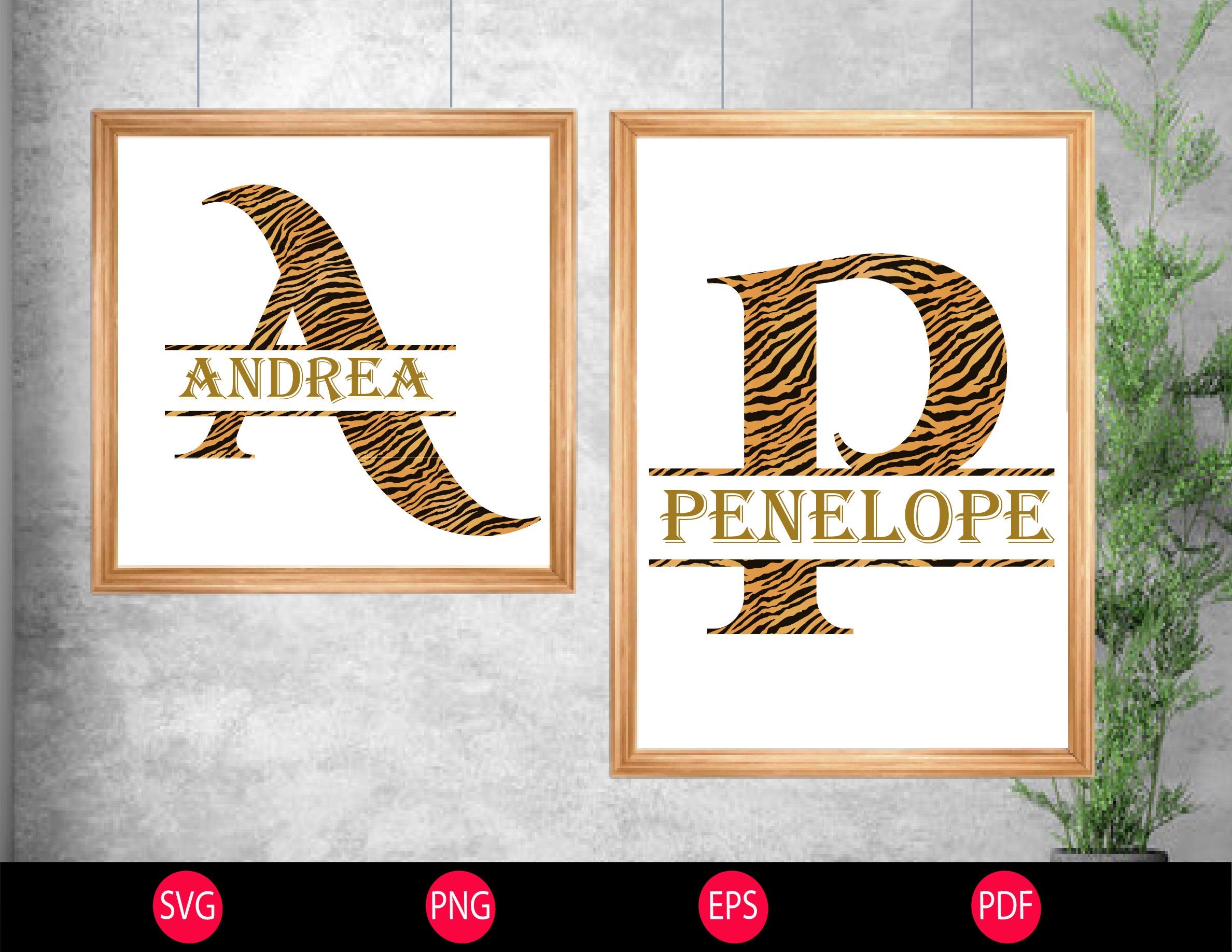 Leopard Split Letters SVG, Leopard Doodle Monogram PNG, Print Split ...