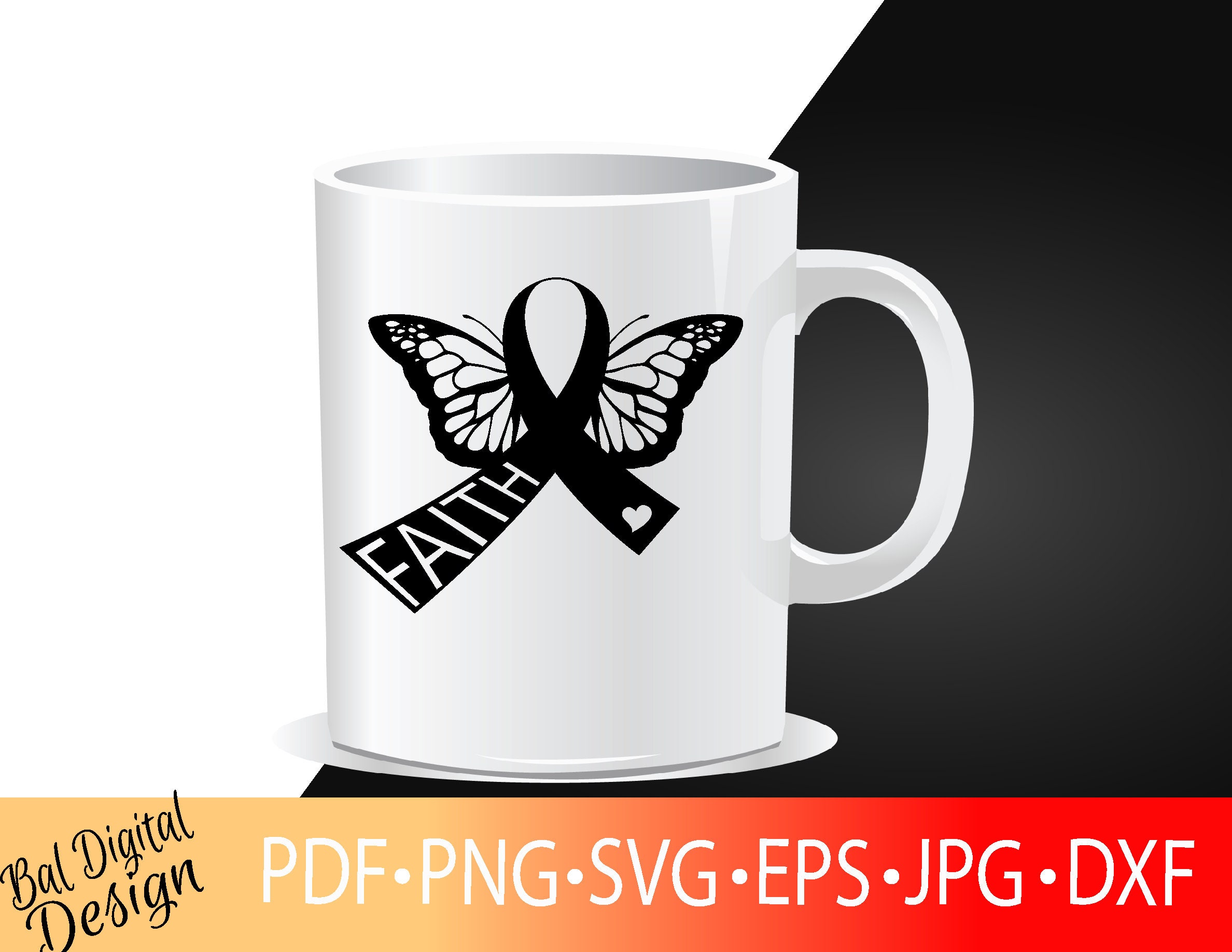 Cancer Awareness Butterfly Svg, Breast Liver Cancer Ribbon Svg, Faith ...