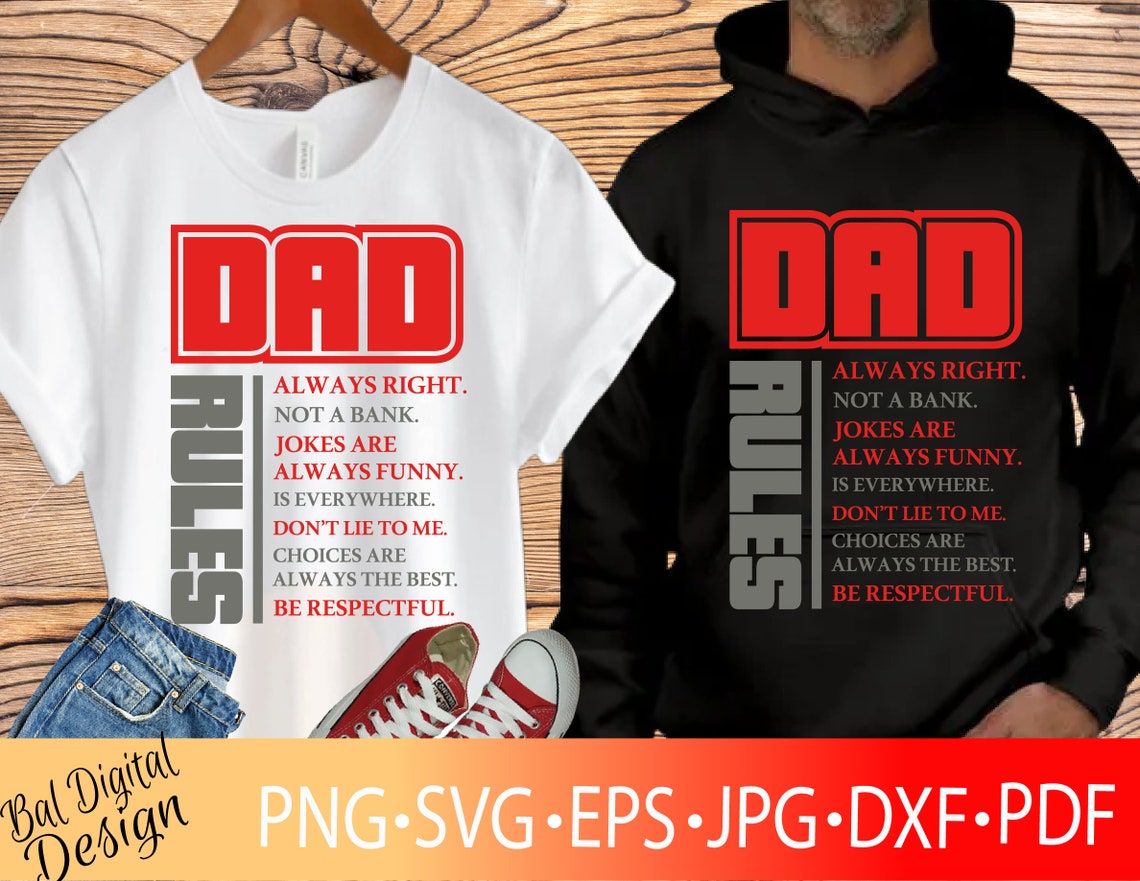 Dad Rules Father's Day Gifts Svg, Dad Birthday Gifts From Daughter Png ...