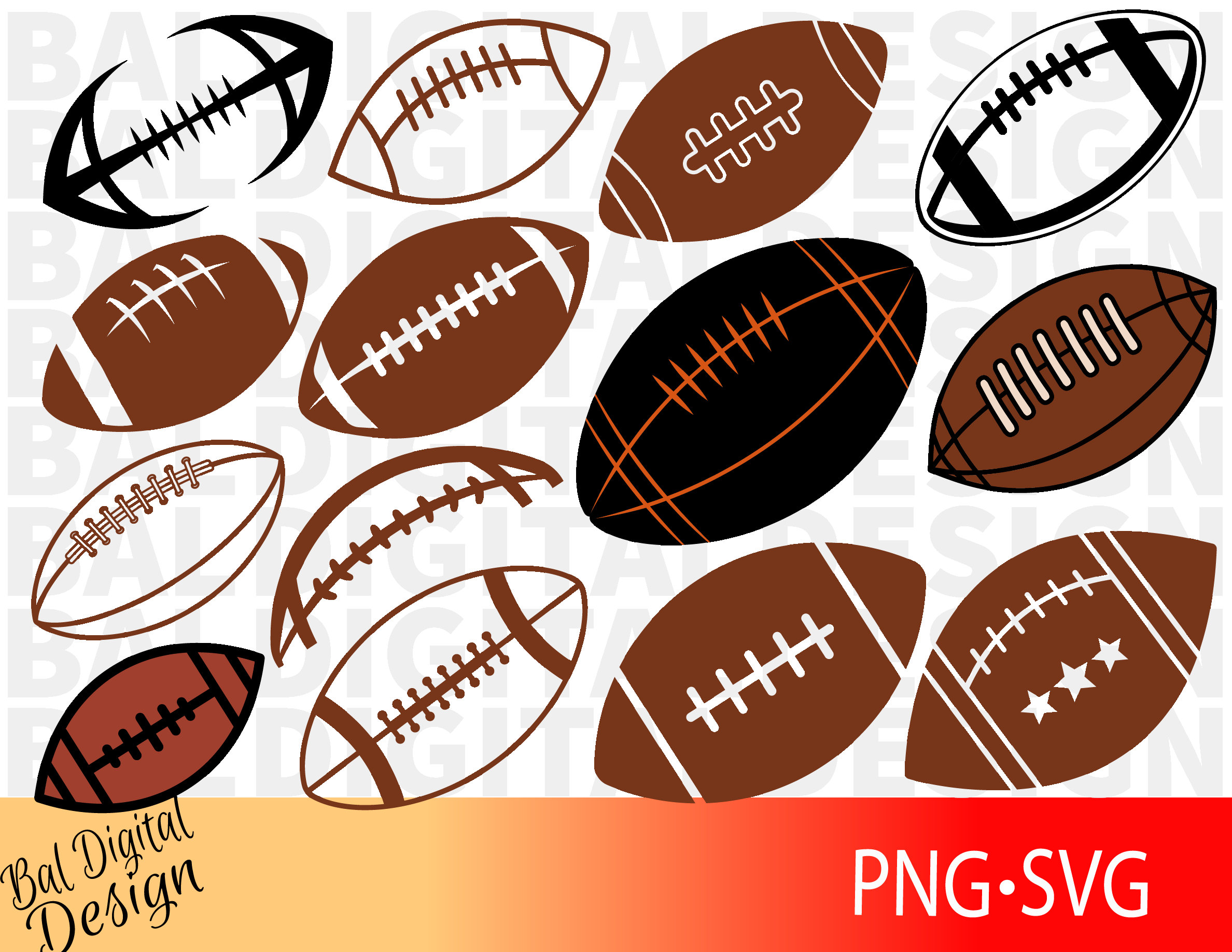 American Football SVG Bundle Football Clipart PNG Football - Etsy