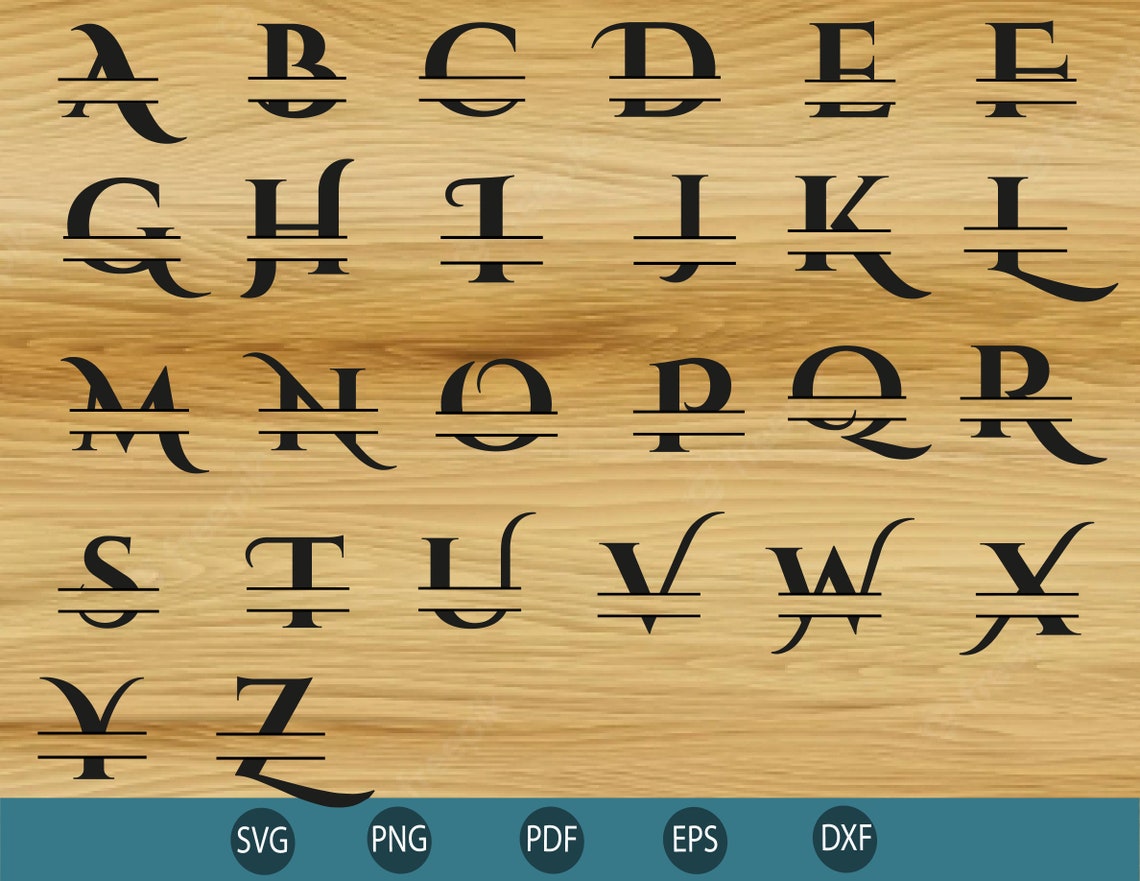 Split Monogram Alphabet Font Svg, Capital Split Alphabet Dxf, Letter ...