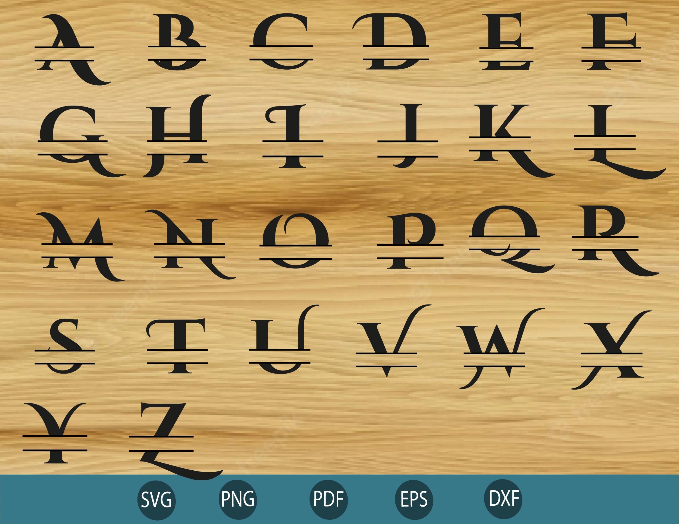 Split Monogram Alphabet Font Svg, Capital Split Alphabet Dxf, Letter ...