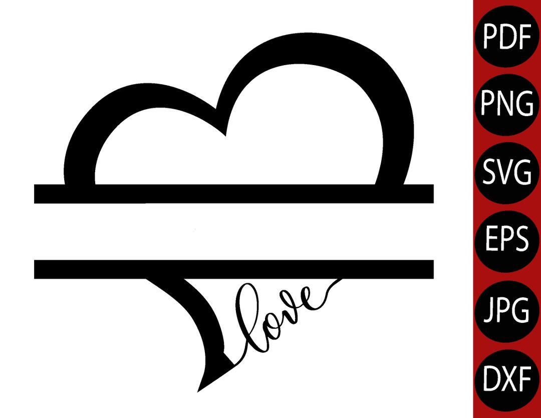 Split Heart Monogram Svg: Love Design for Cricut, Silhouette (digital ...