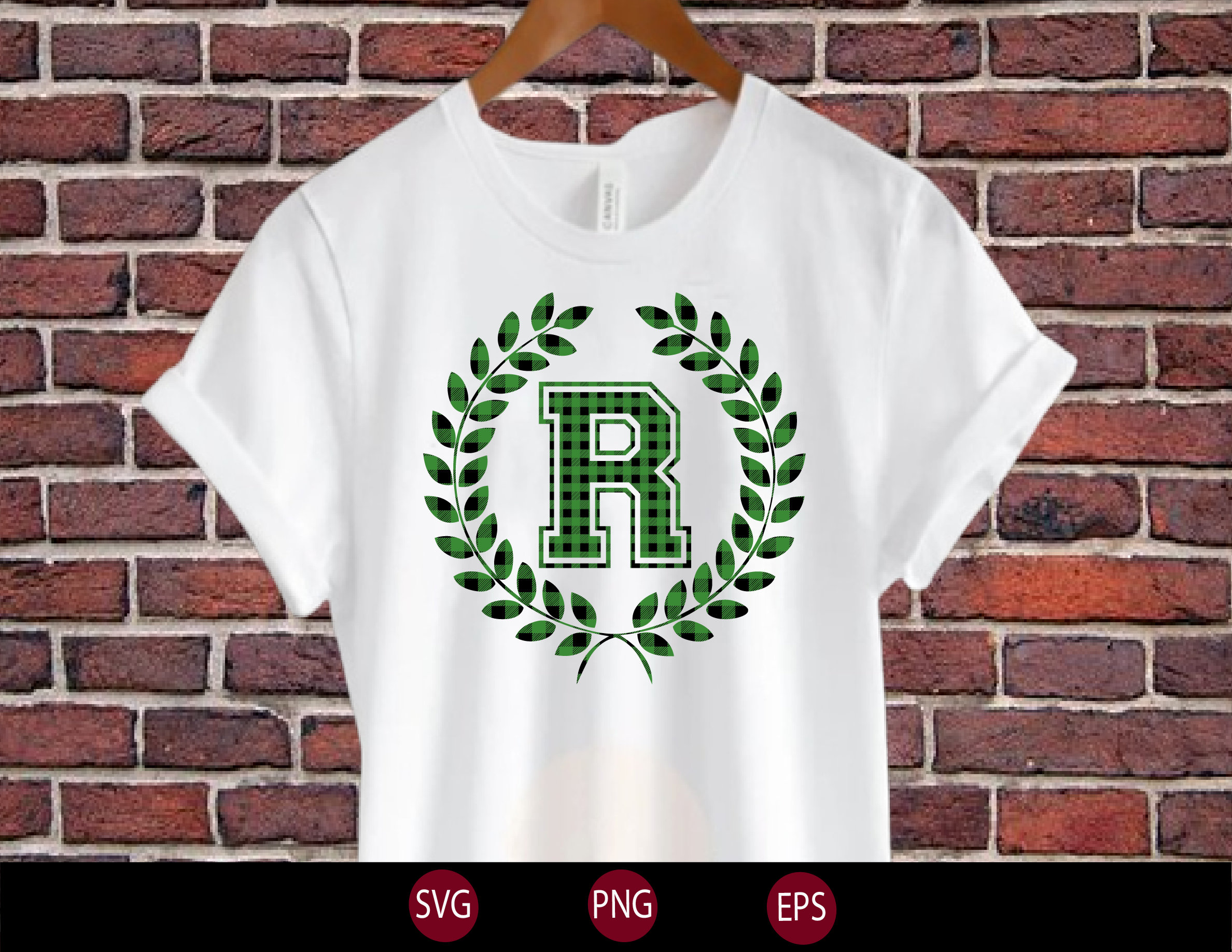 Olive Branch Monogram Alphabet Svg Png, Buffalo Green Black Plaid SVG ...