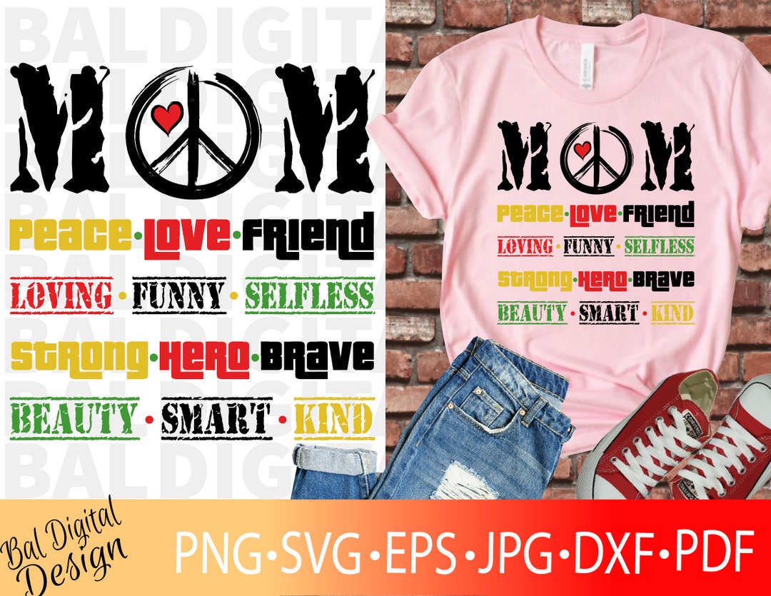Mom Peace Love Life Svg, Mothers Day Mom Gifts Beauty Png, Mom Life ...