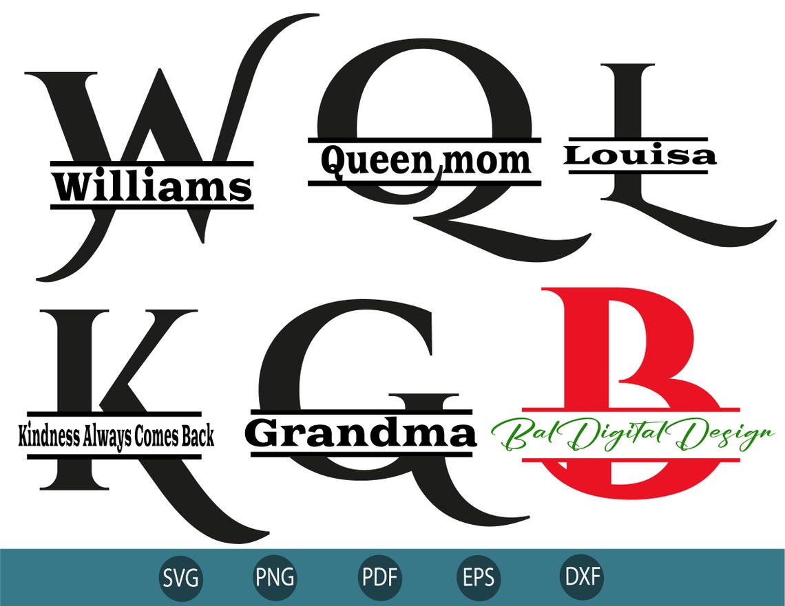 Split Monogram Alphabet Font Svg, Capital Split Alphabet Dxf, Letter ...