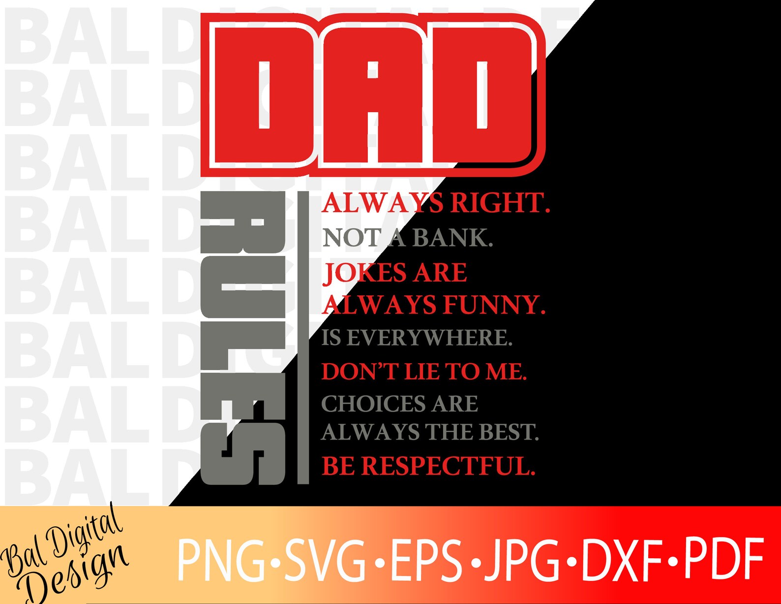 Dad Rules Father's Day Gifts Svg, Dad Birthday Gifts From Daughter Png ...