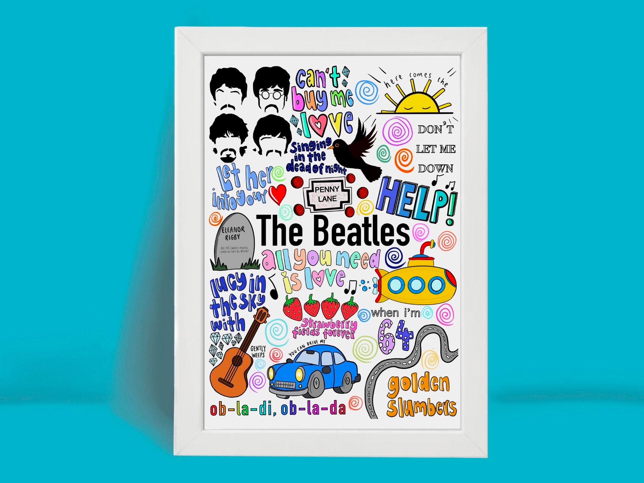 The Beatles Lyric Print the Beatles Gift, the Beatles Fan, the Beatles ...