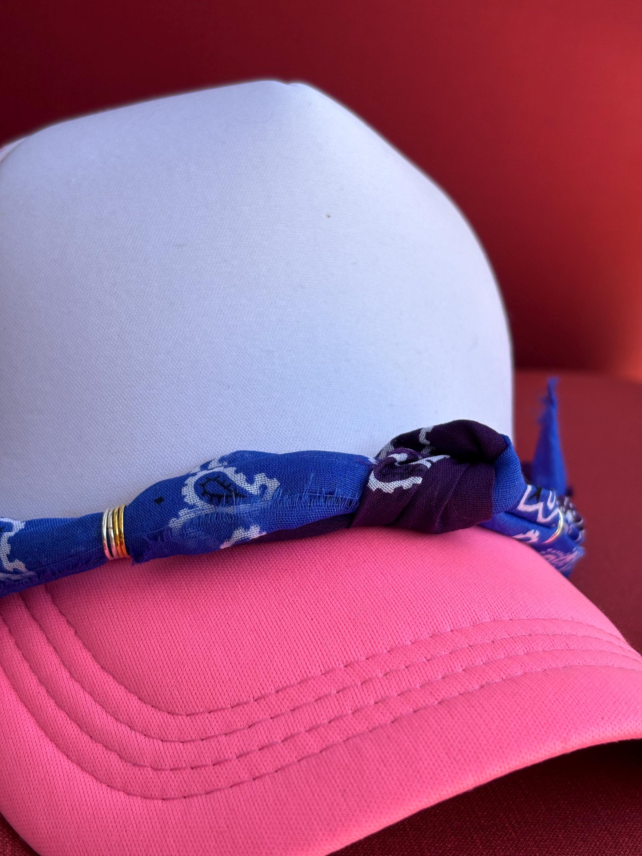 Beaded Bandana Trucker Hat Chain: Purple & Blue Baseball Cap Accessory ...
