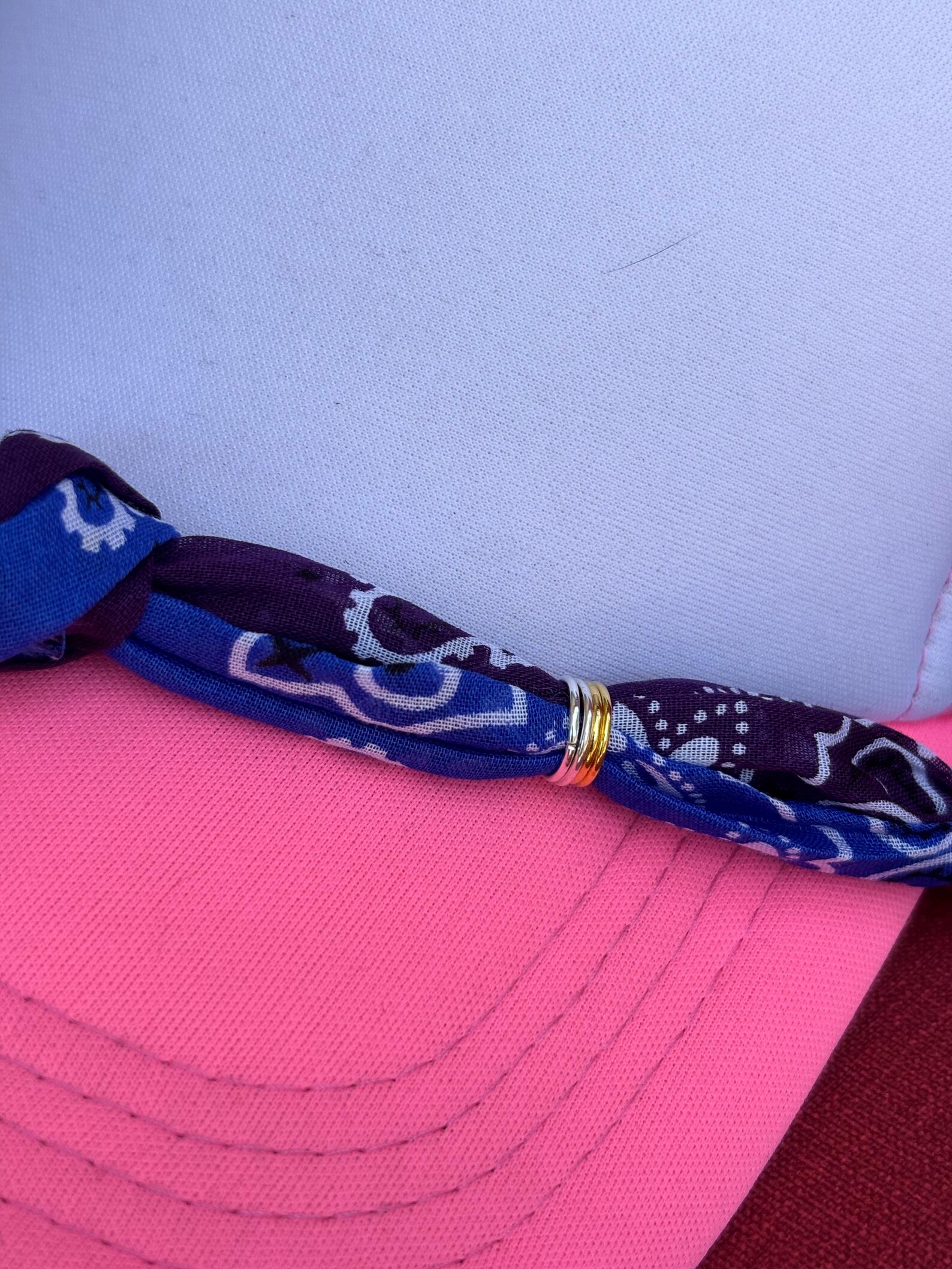 Beaded Bandana Trucker Hat Chain: Purple & Blue Baseball Cap Accessory ...