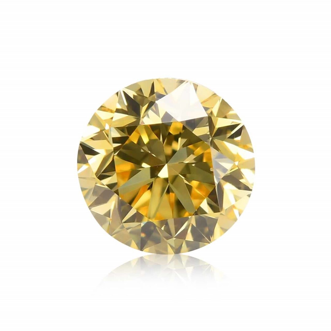 0.55 Carat Fancy Intense Yellow Loose Diamond Natural Color Round Shape ...